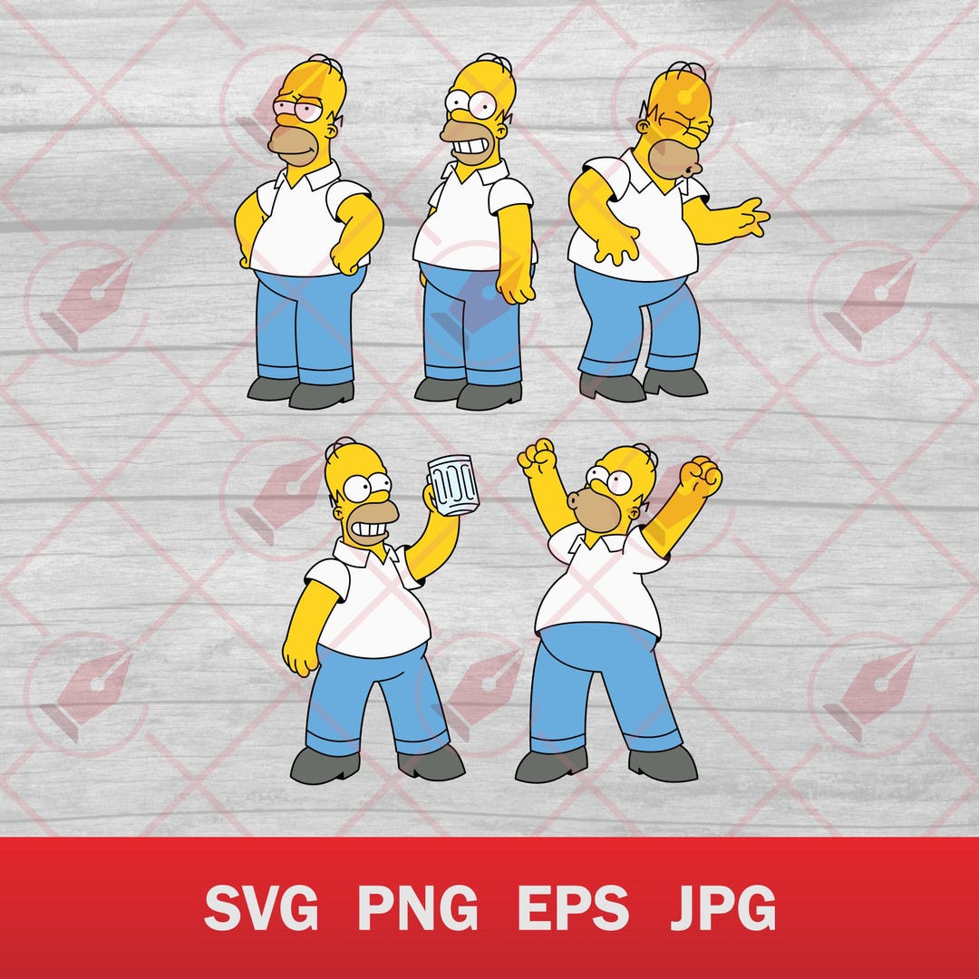 HOMER SIMPSON Pack | Digital File Set | Svg, Eps, Png, Jpg | for Cricut ...