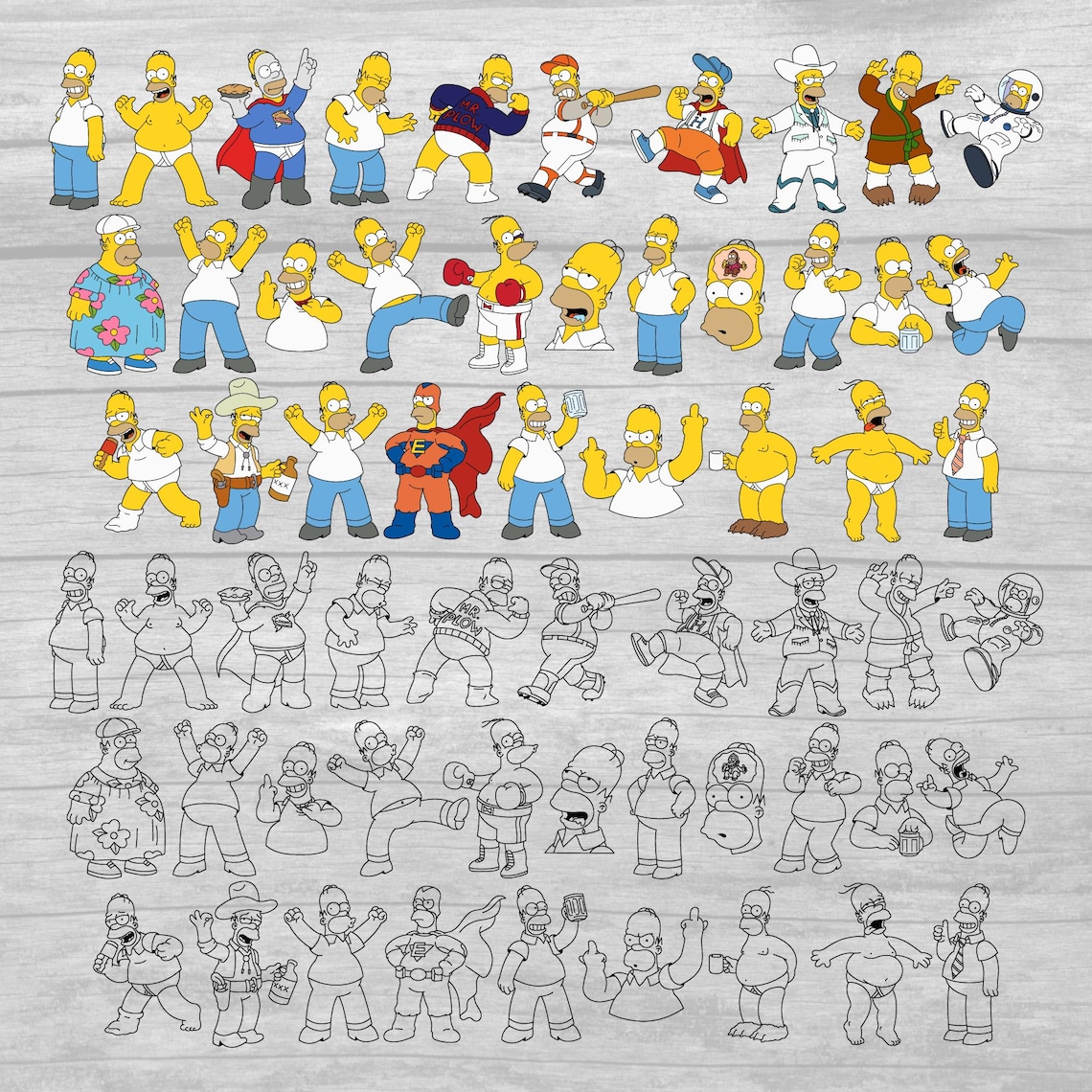 Homer Simpson SVG Bundle: Vector Art Graphics (digital File Set) - Etsy