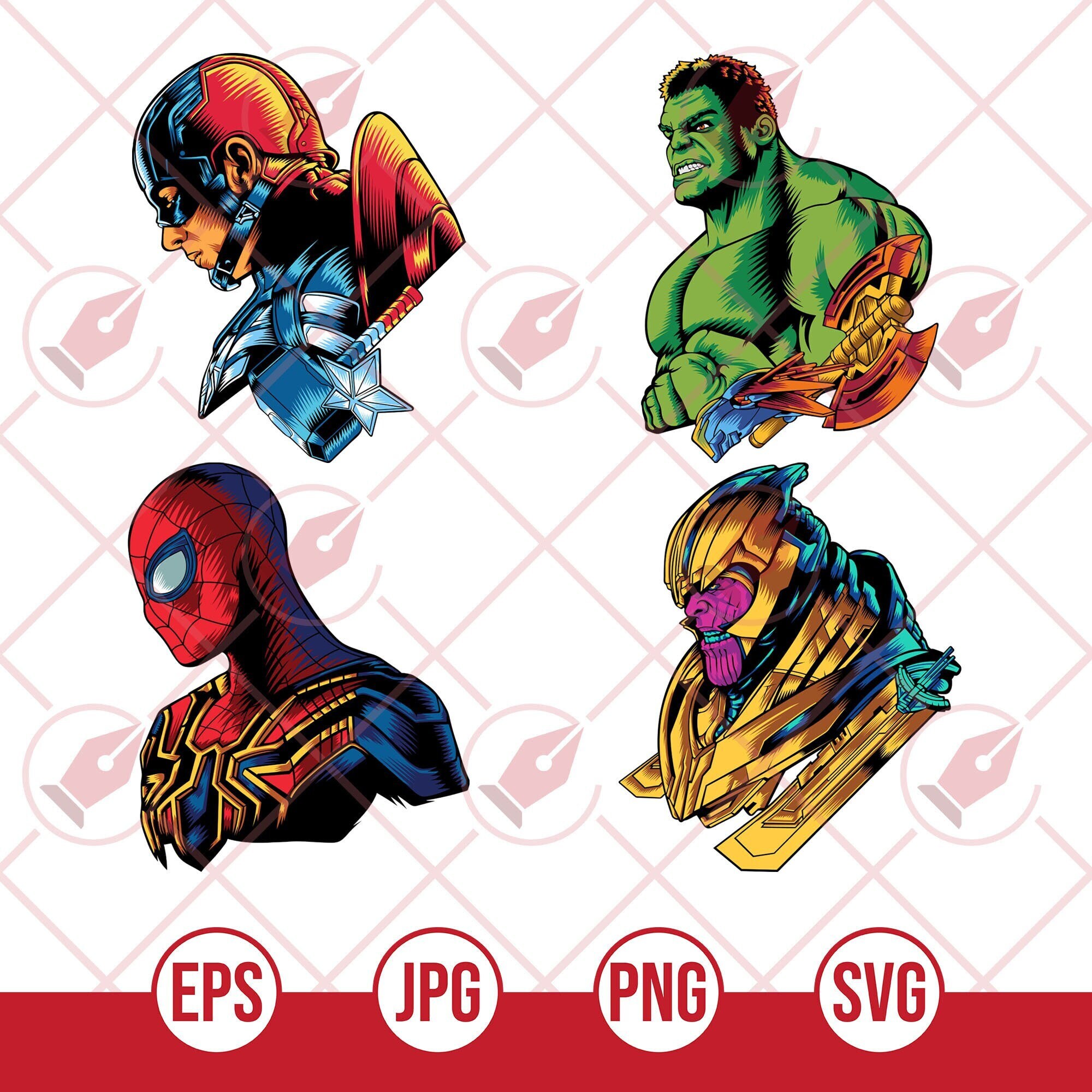 The Avengers Pack 4 Png, Jpg, Eps, Svg, Digital File - Etsy