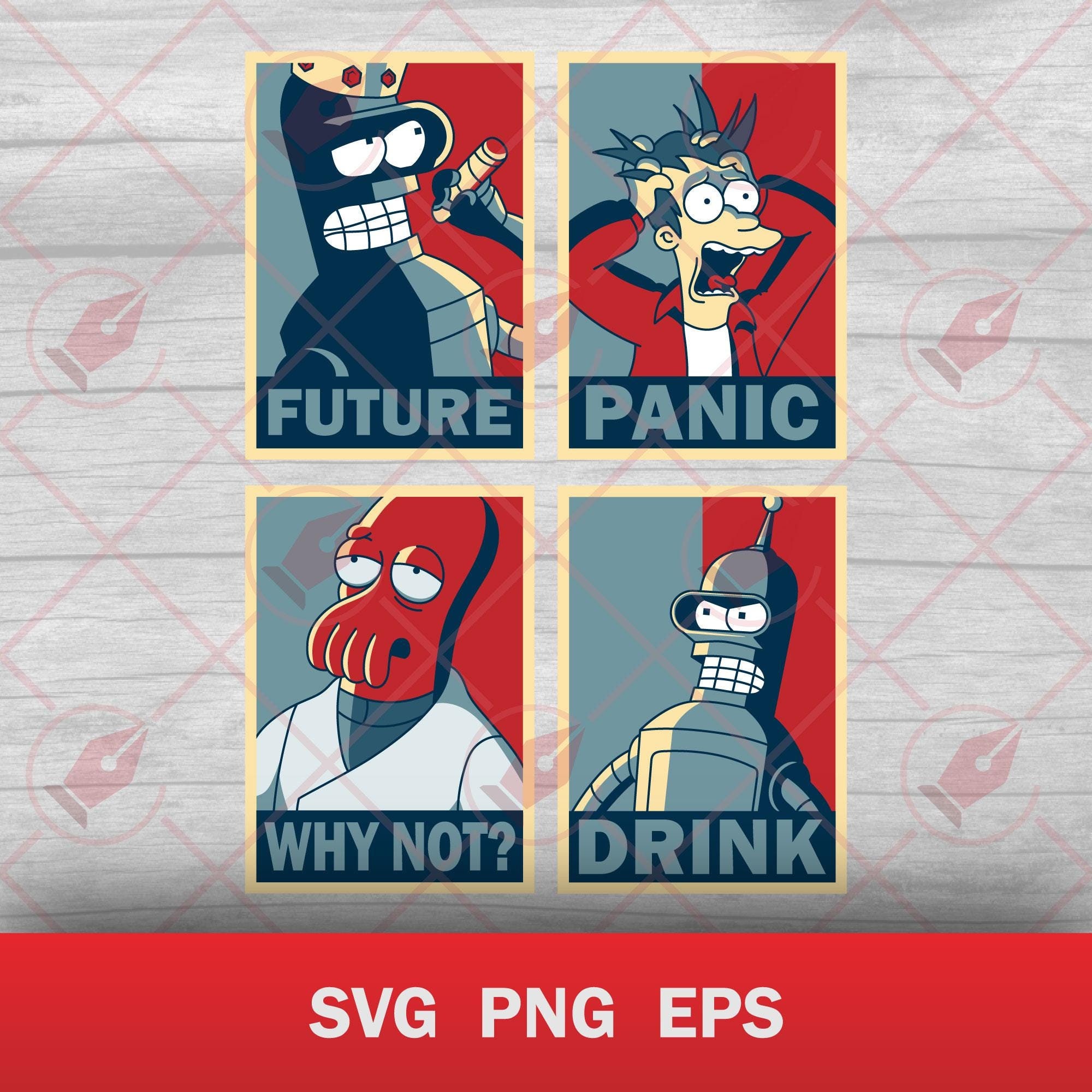 Futurama Posters Digital File Set Svg, Eps, Png for Cricut, Silhouette ...