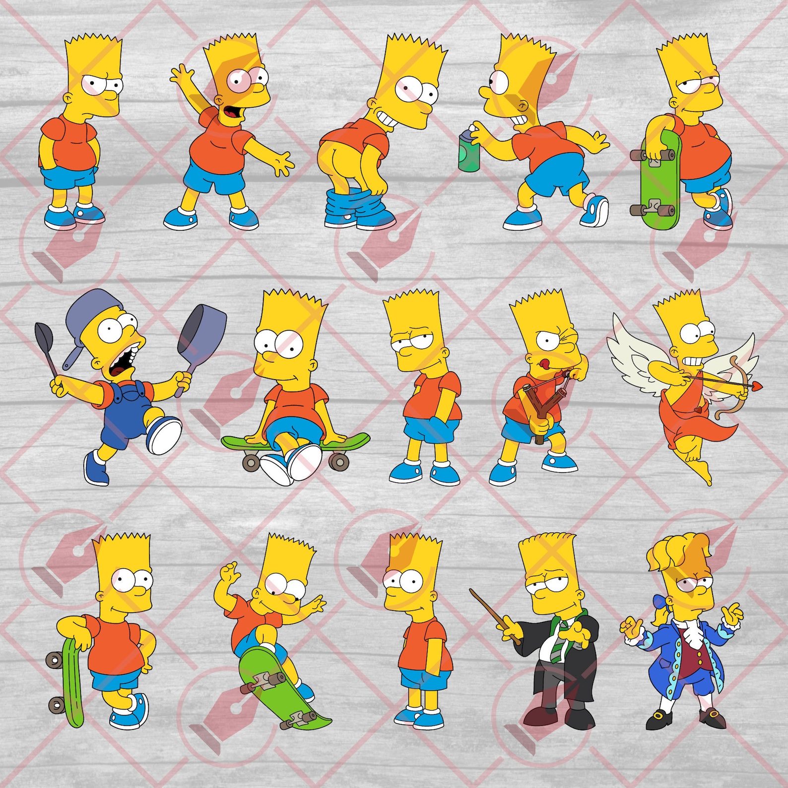 BART SIMPSON PACK Digital File Set Svg, Eps, Png for Cricut, Silhouette ...