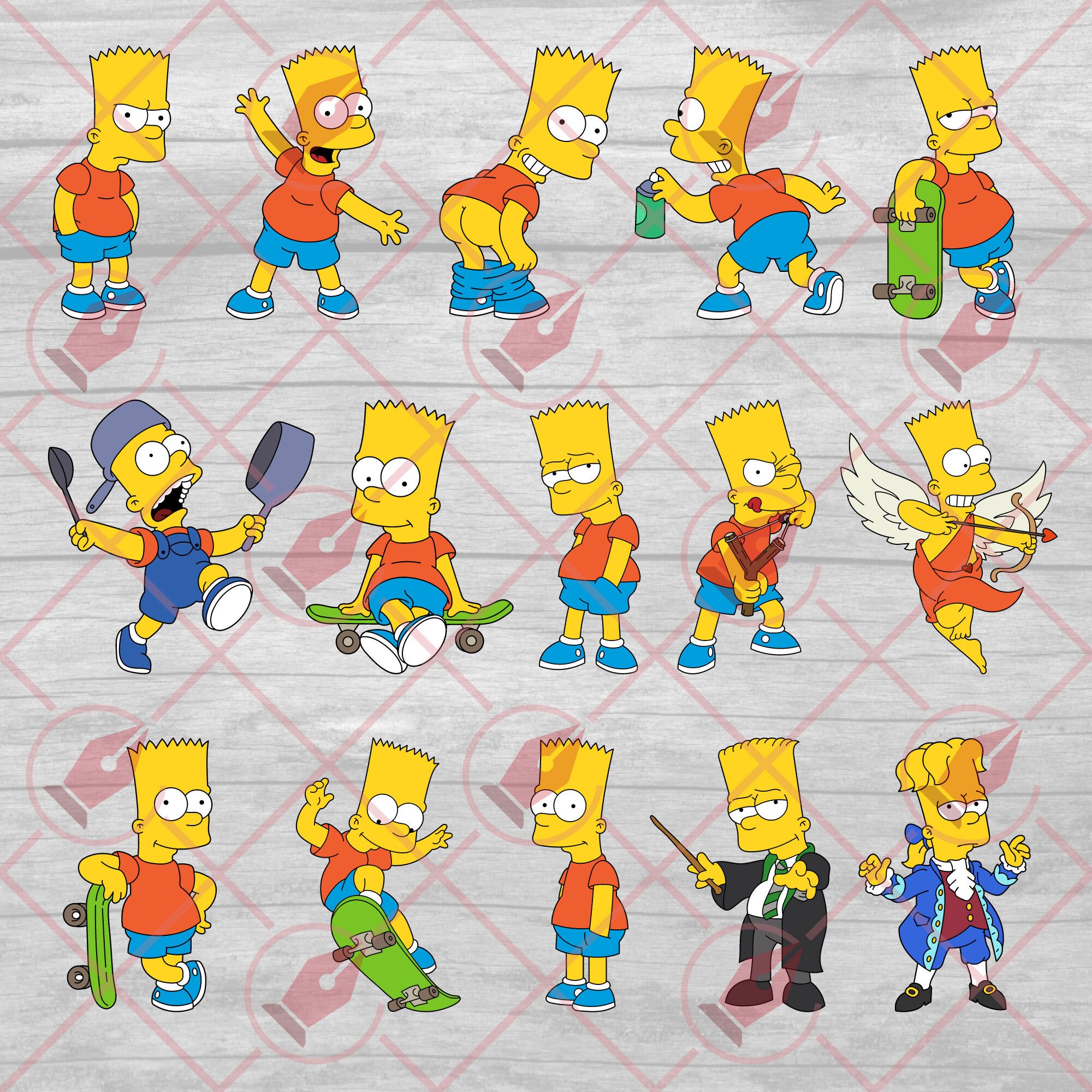 BART SIMPSON PACK Digital File Set Svg, Eps, Png for Cricut, Silhouette ...