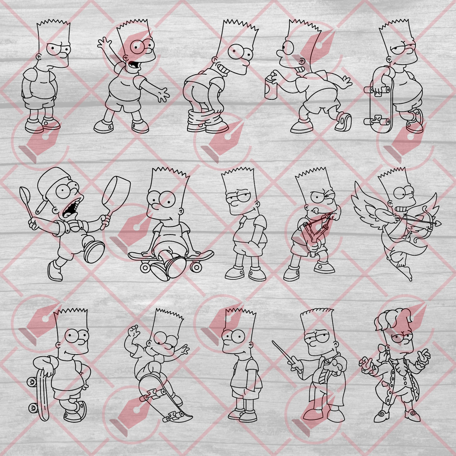 BART SIMPSON PACK Digital File Set Svg, Eps, Png for Cricut, Silhouette ...