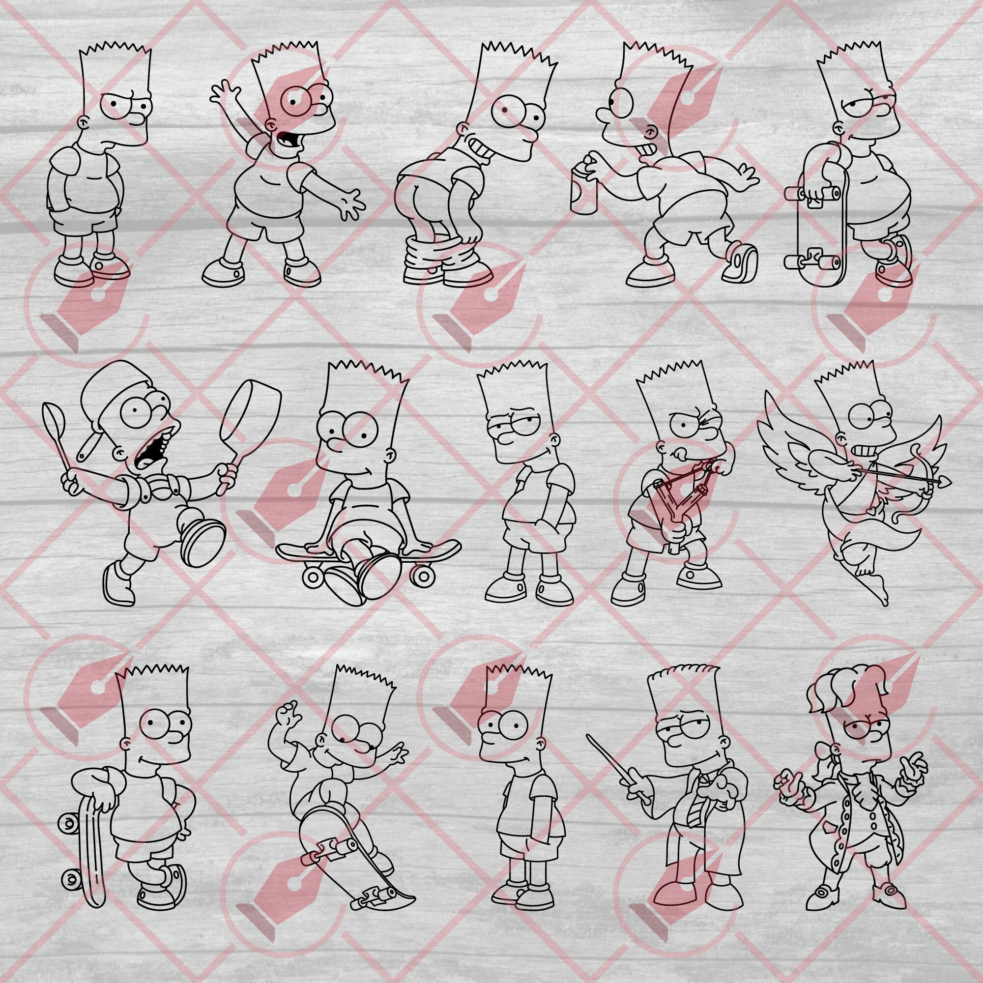 BART SIMPSON PACK Digital File Set Svg, Eps, Png for Cricut, Silhouette ...