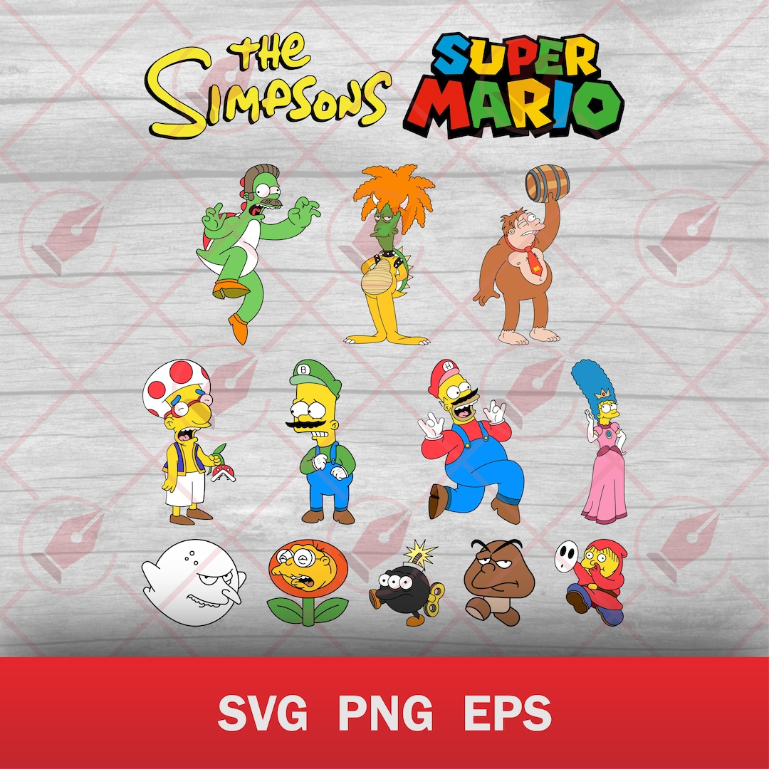 Simpsons Mario Bros Vector Art: SVG, PNG, EPS Files (digital Download ...