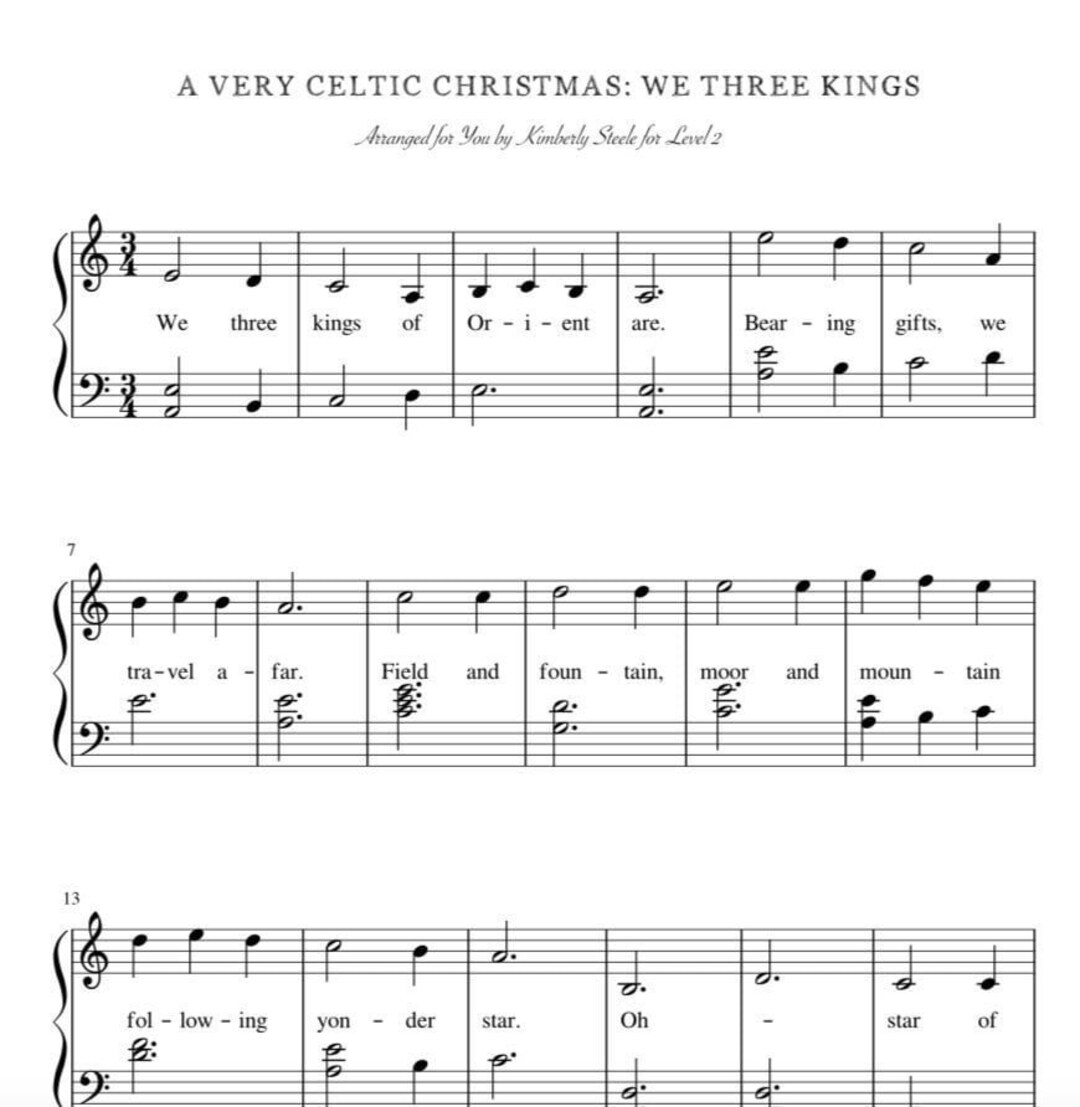 A Very Celtic Christmas: We Three Kings Level 2 Sheet Music PDF Easy ...