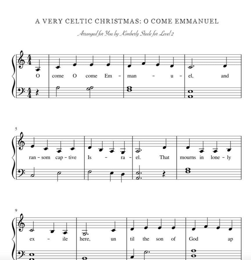 A Very Celtic Christmas: O Come, O Come Emmanuel Level 2 Sheet Music ...