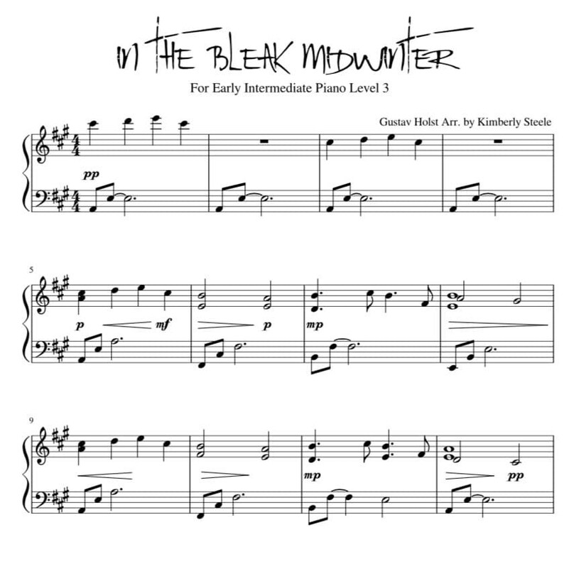 In the Bleak Midwinter Piano Sheet Music PDF - Etsy