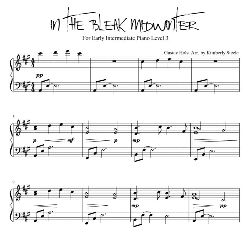 In the Bleak Midwinter Piano Sheet Music PDF - Etsy