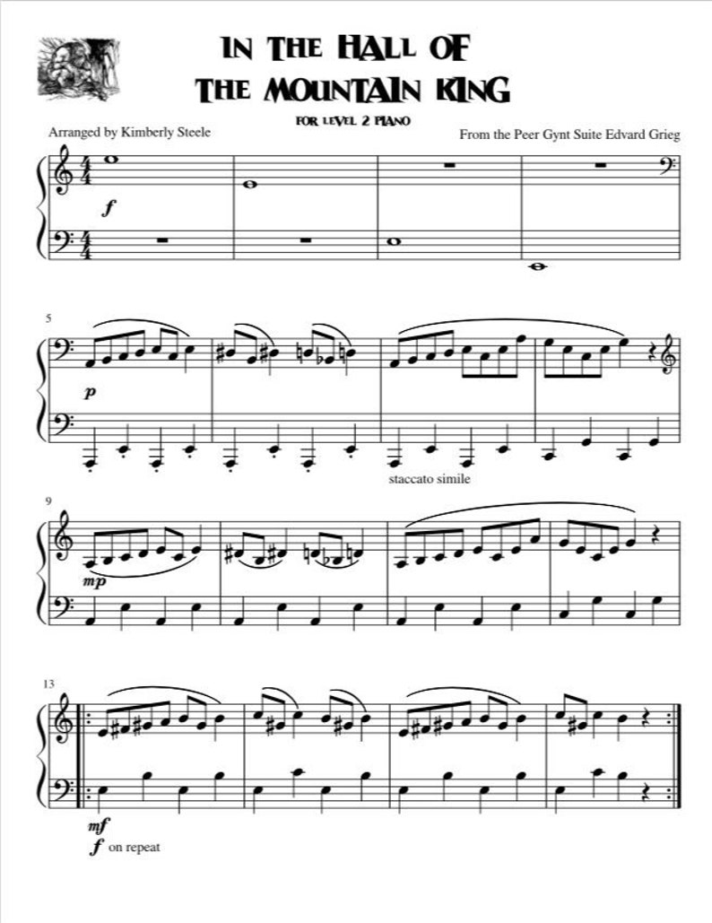 In the Hall of the Mountain King Level 2 Piano Sheet Music PDF - Etsy