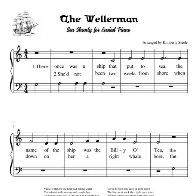 The Wellerman Song Sea Shanty for Easiest Piano - Etsy