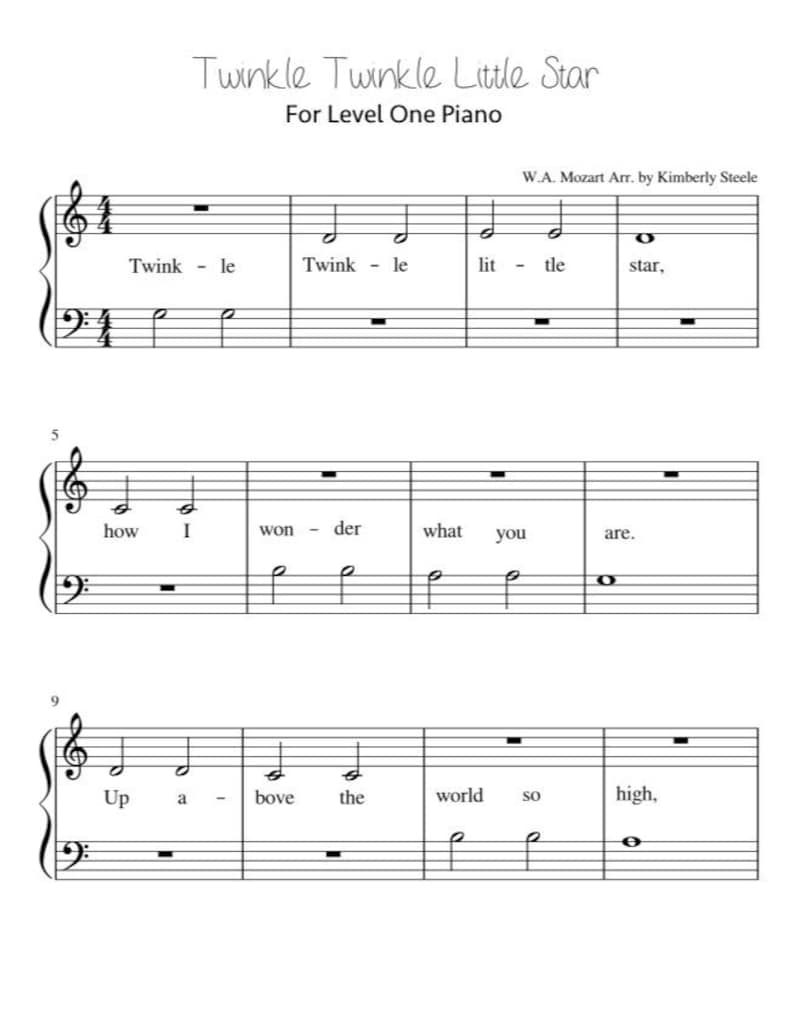 Twinkle Twinkle Little Star G Major Level 1 Piano Sheet Music PDF - Etsy