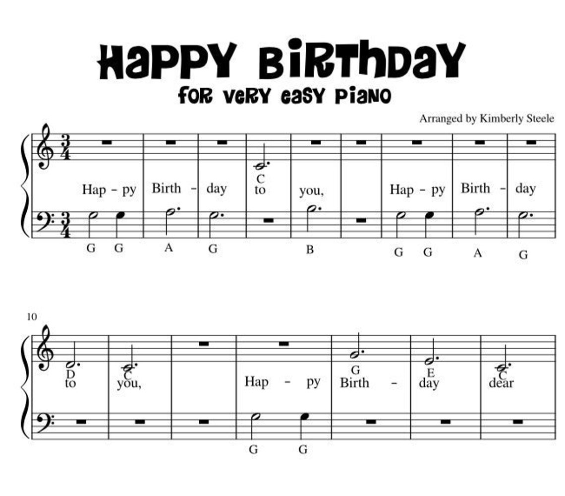 Happy Birthday for Piano Easiest Piano Sheet Music PDF - Etsy