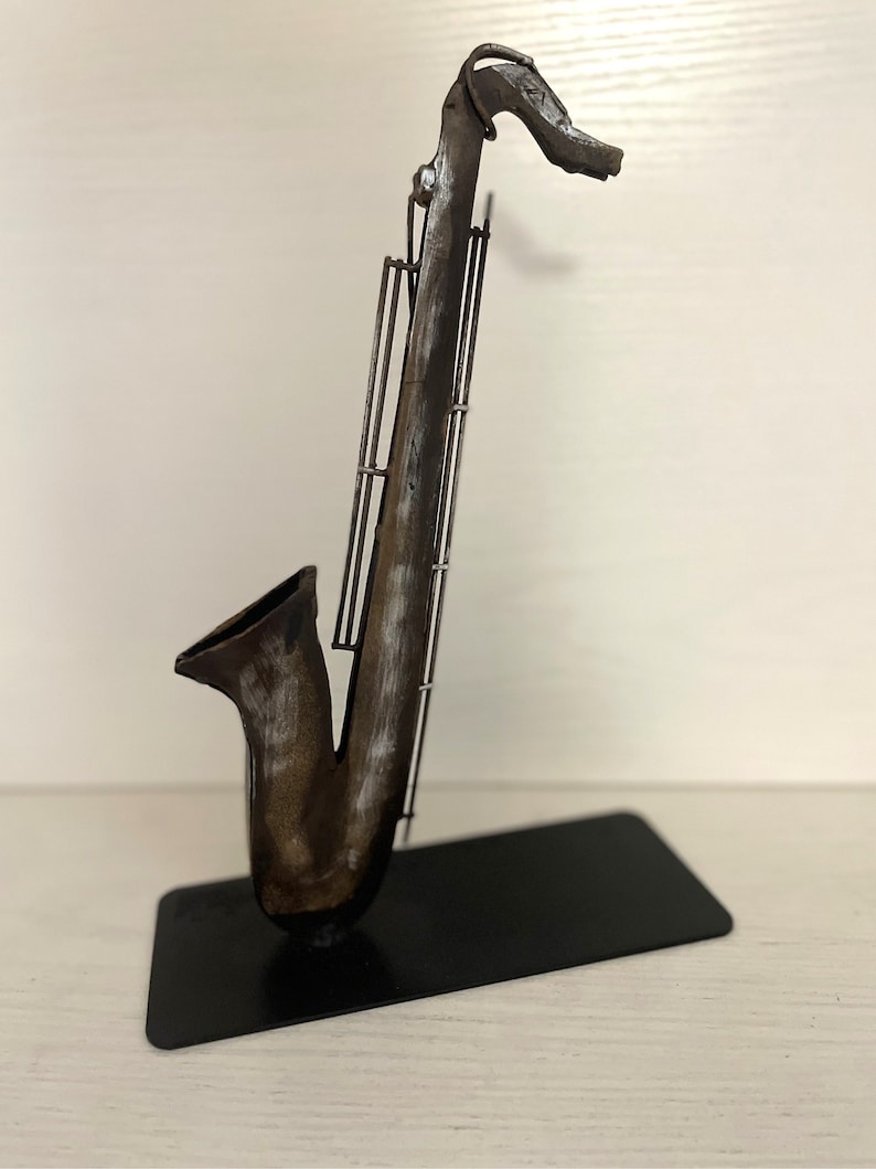 Handmade Saxophone Metal Sculpture: Rustic Music Art Decor - Etsy