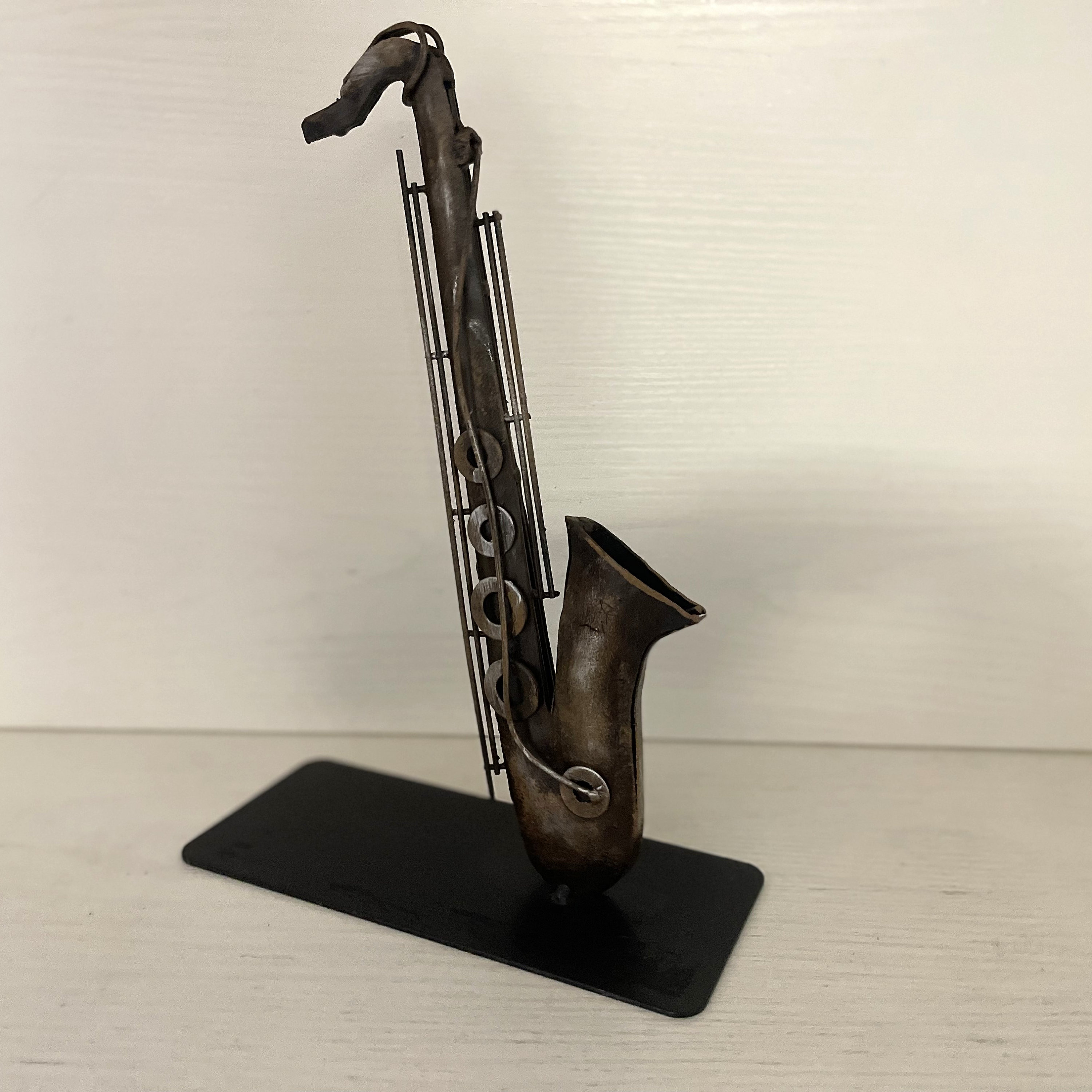 Handmade Saxophone Metal Sculpture: Rustic Music Art Decor - Etsy