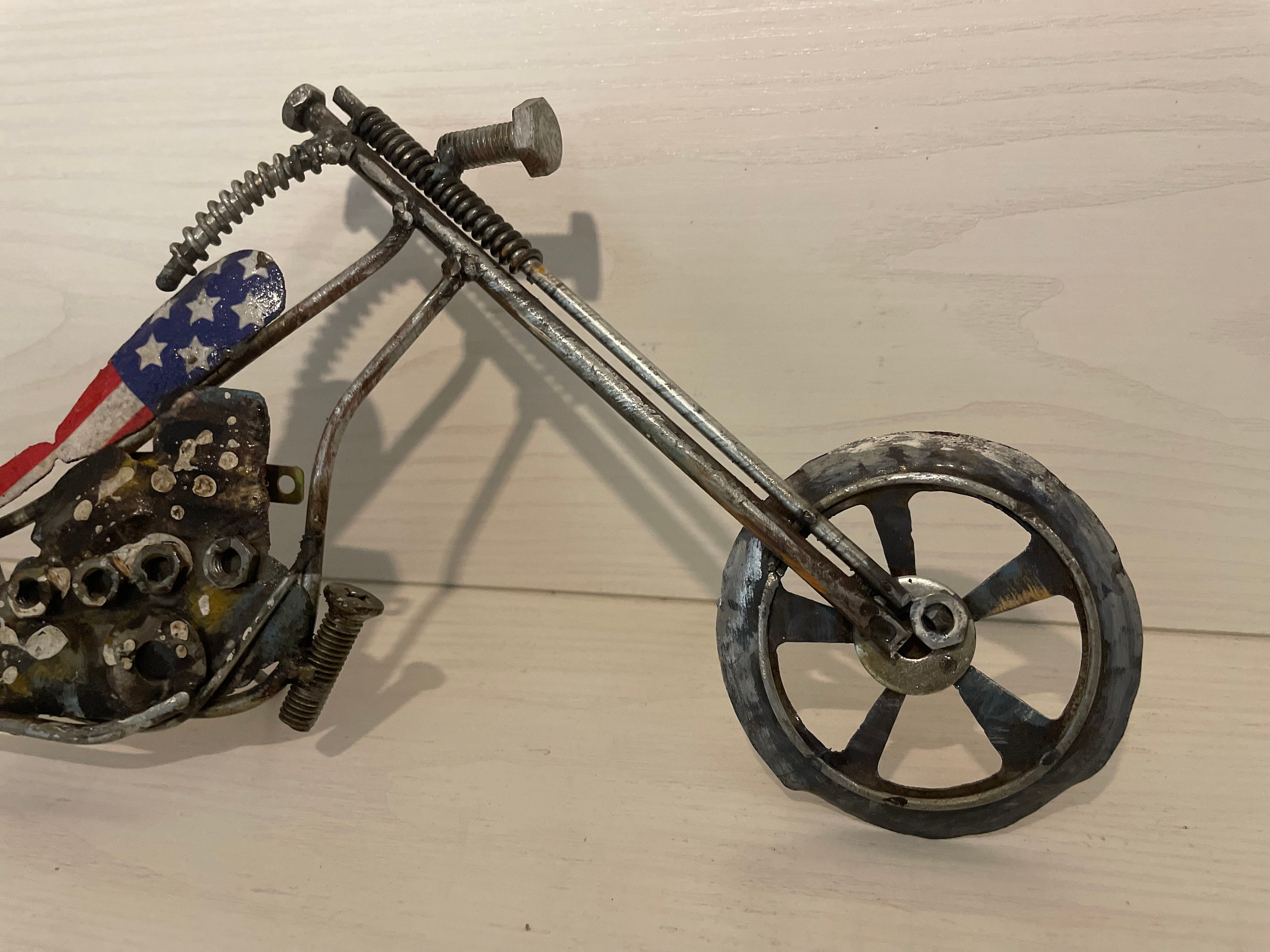 Handmade Scrap Metal Motorcycle Sculpture: Rustic Desk Decor - Etsy