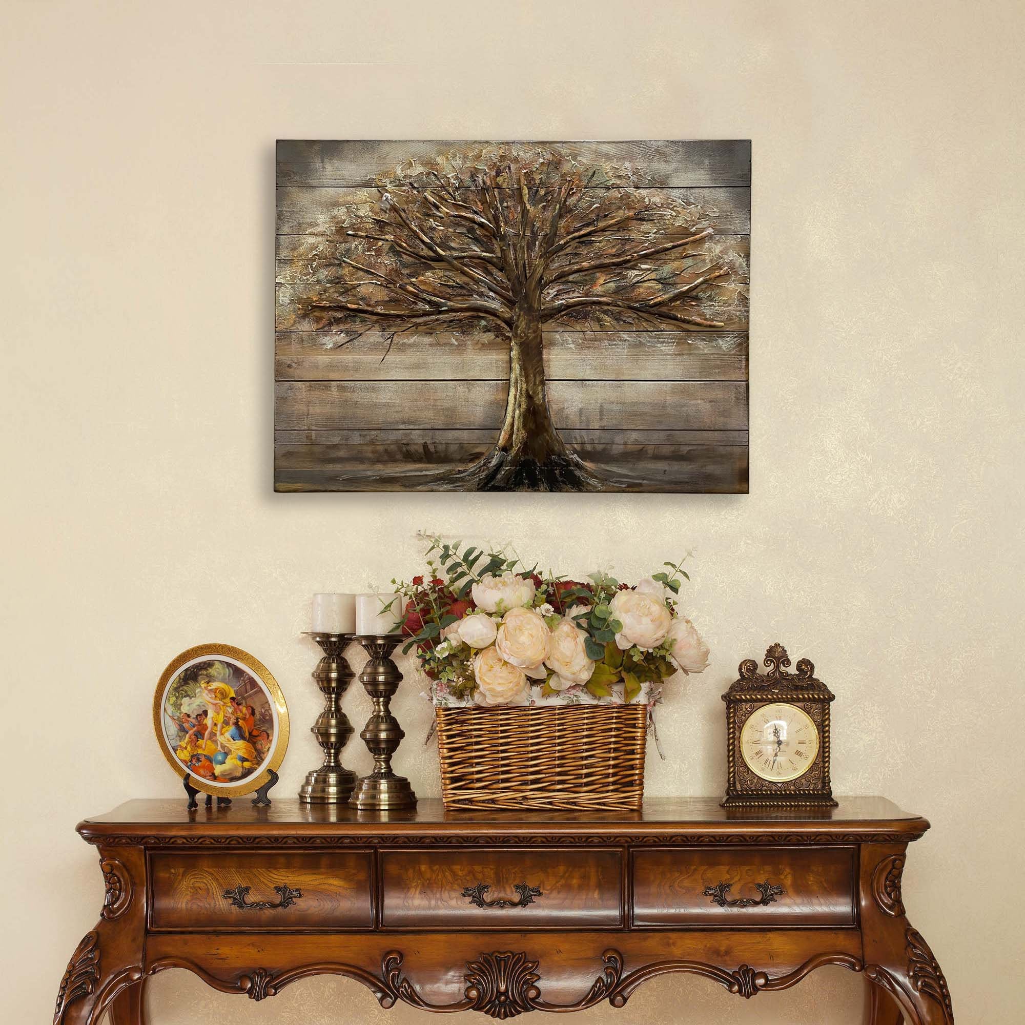 3D Metal Wood Wall Art, Tree of Life Home Decor, Metal Wall Sculpture ...