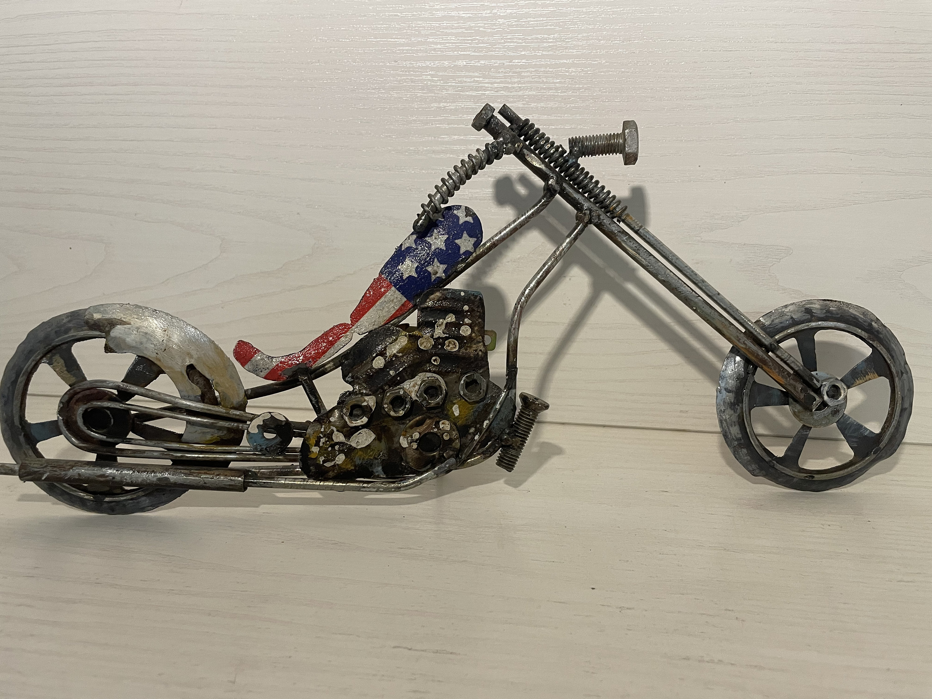 Handmade Scrap Metal Motorcycle Sculpture: Rustic Desk Decor Groomsmen ...