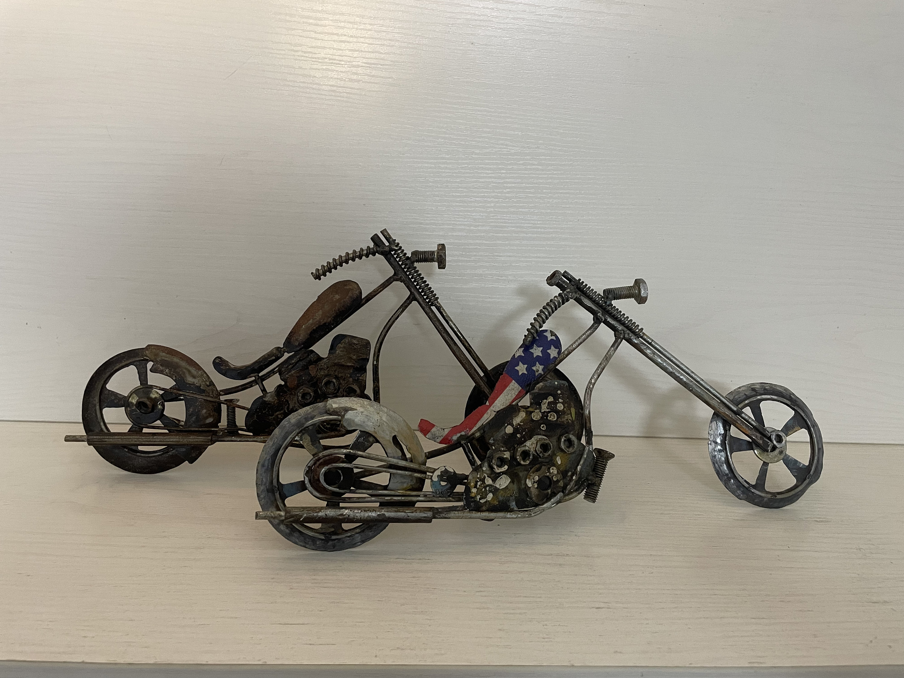 Handmade Scrap Metal Motorcycle Sculpture: Rustic Desk Decor - Etsy