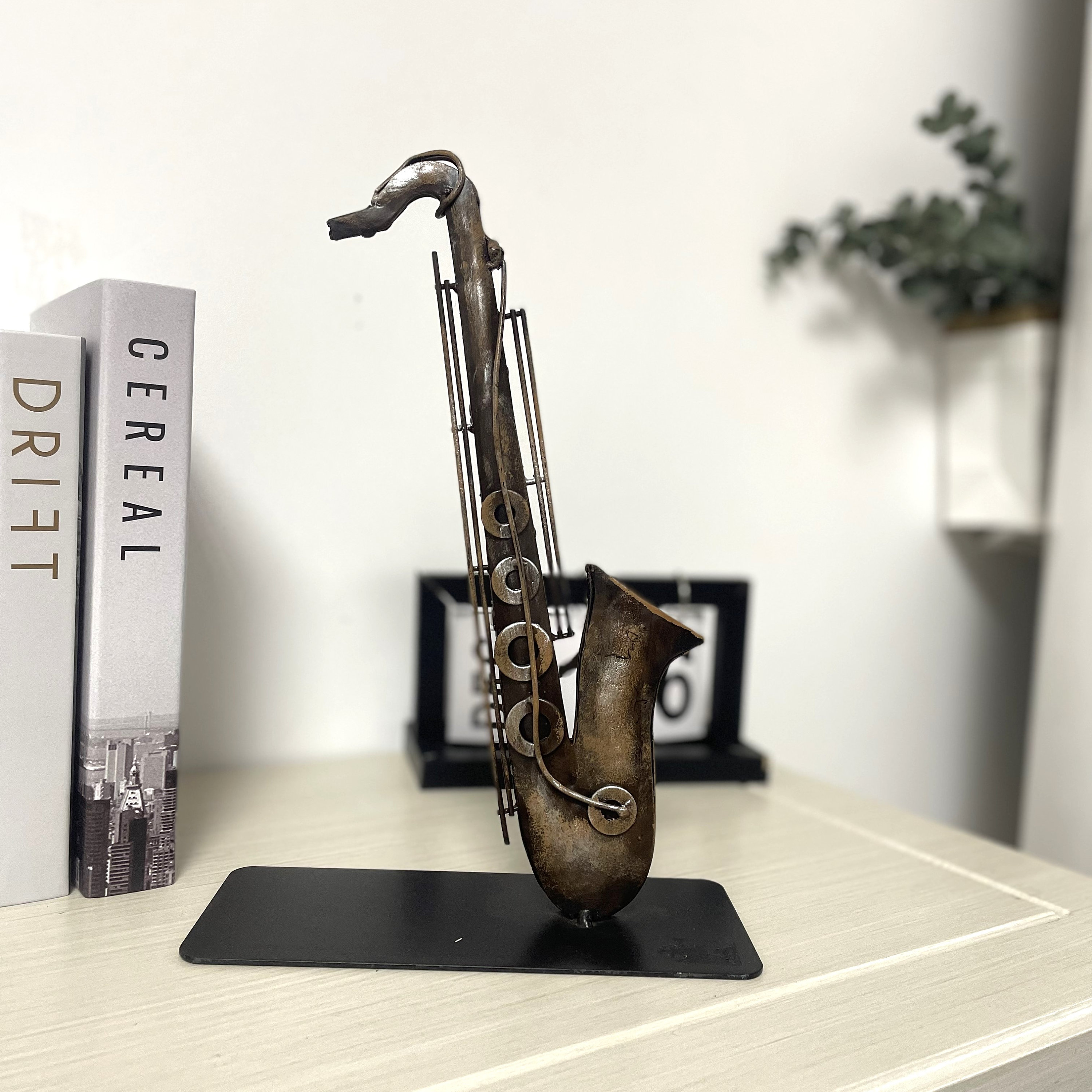 Handmade Saxophone Metal Sculpture: Rustic Music Art Decor - Etsy