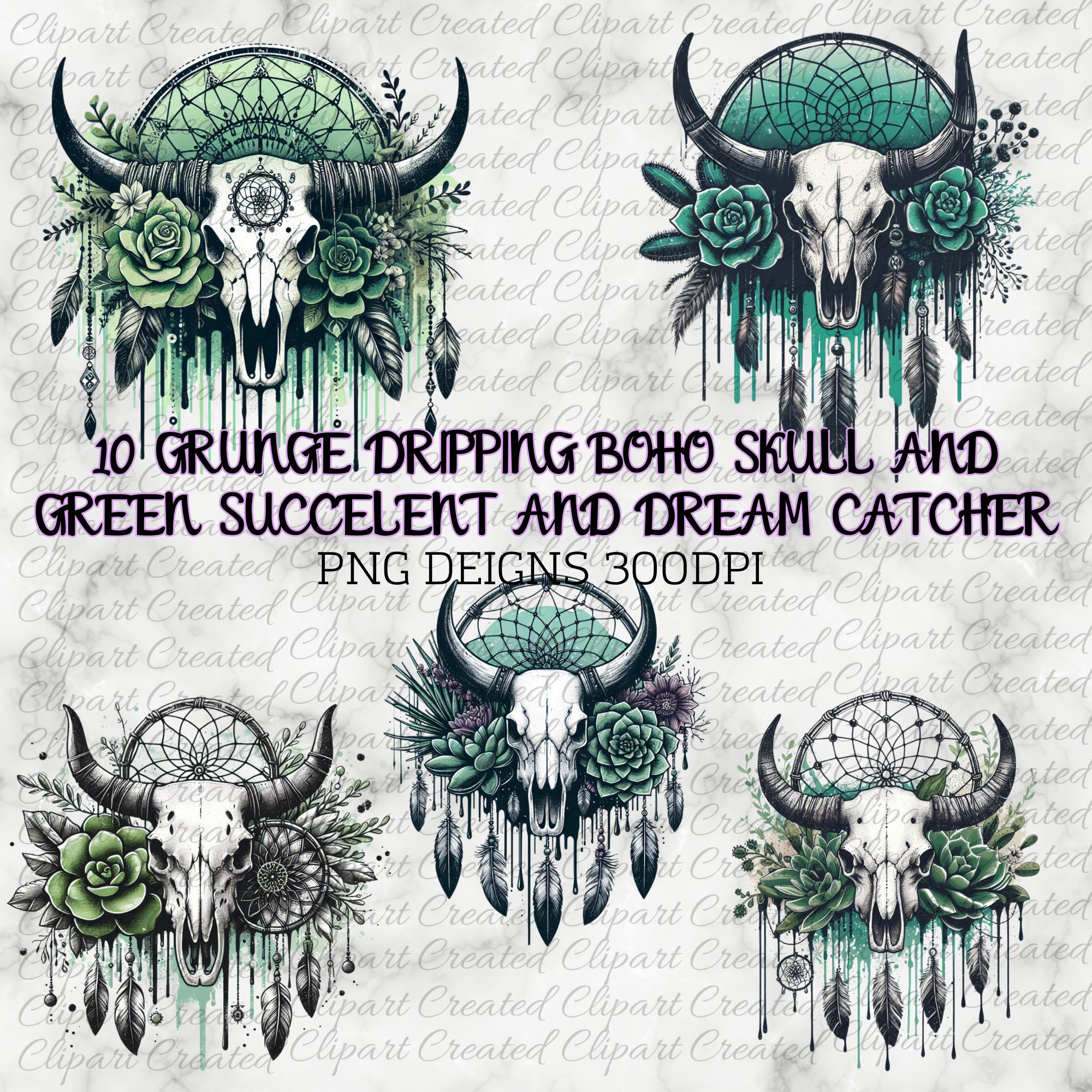 Teal Bull Skull With Cactus, Pink Sunflowers, Commercial Use Clip Art ...