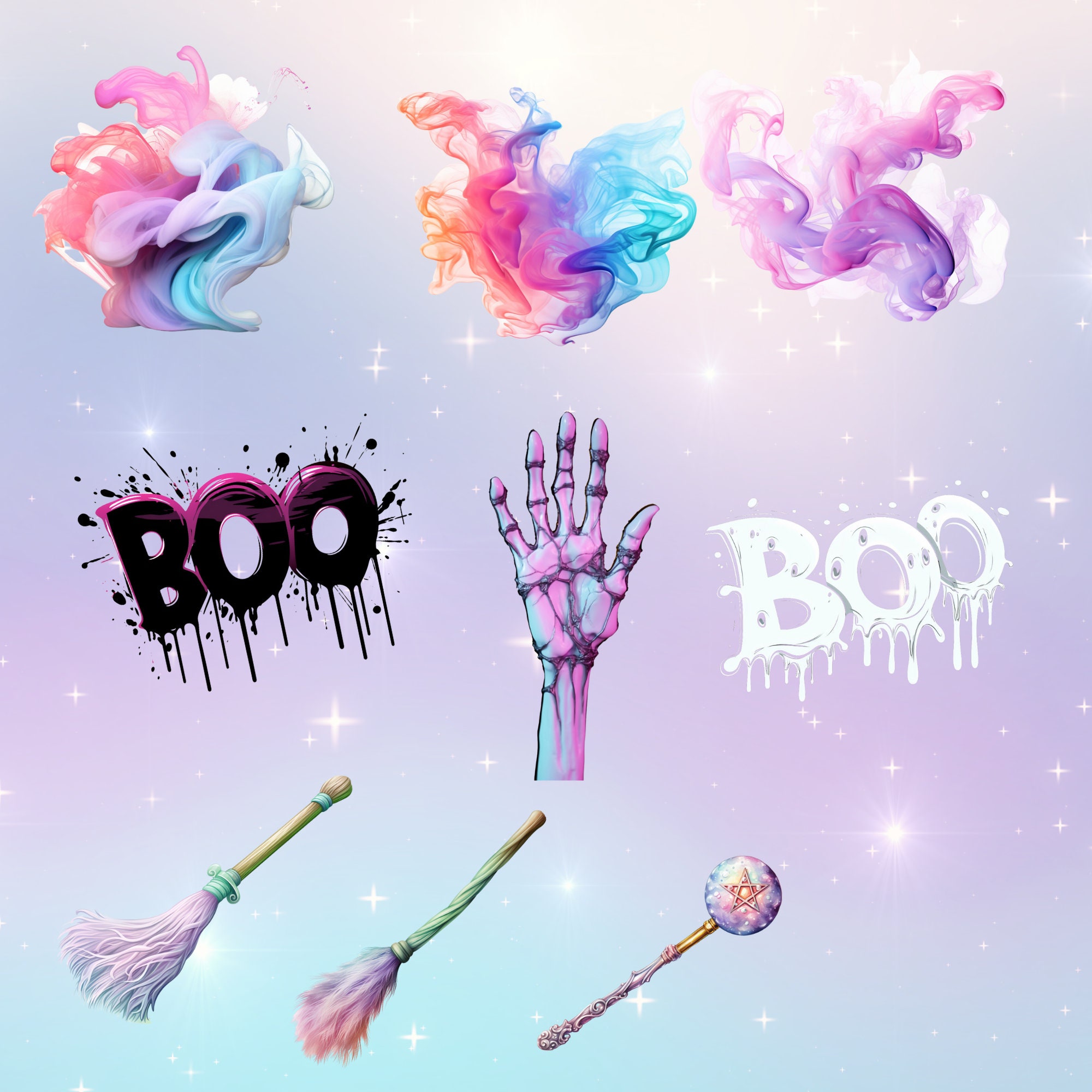 Pastel Witch Clip Art, Witch Clip Art Png, Commercial Use, PNG, 44 ...
