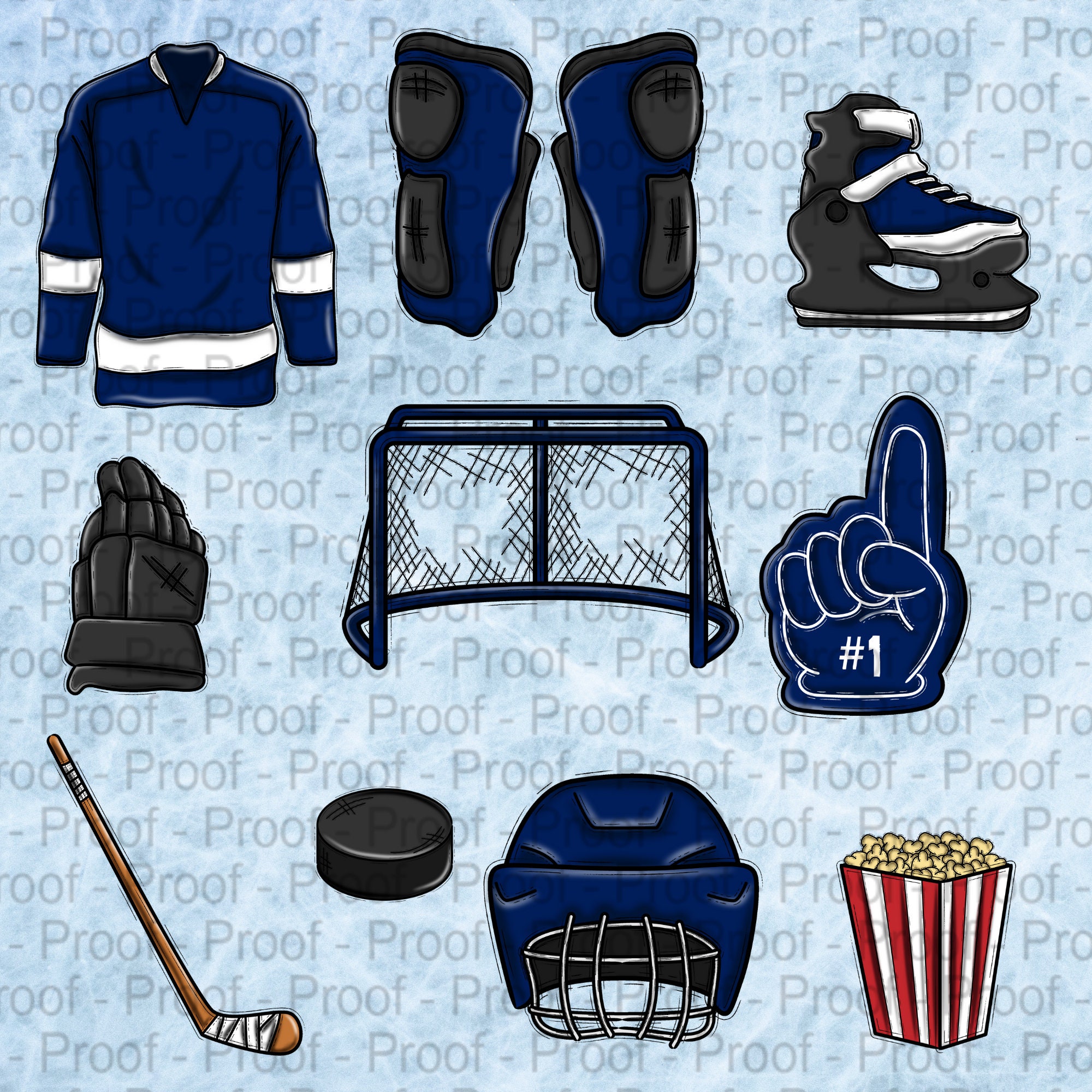 Hand Drawn Dark Blue Hockey Clip Art, Commercial Use, PNG, 10 Graphics ...