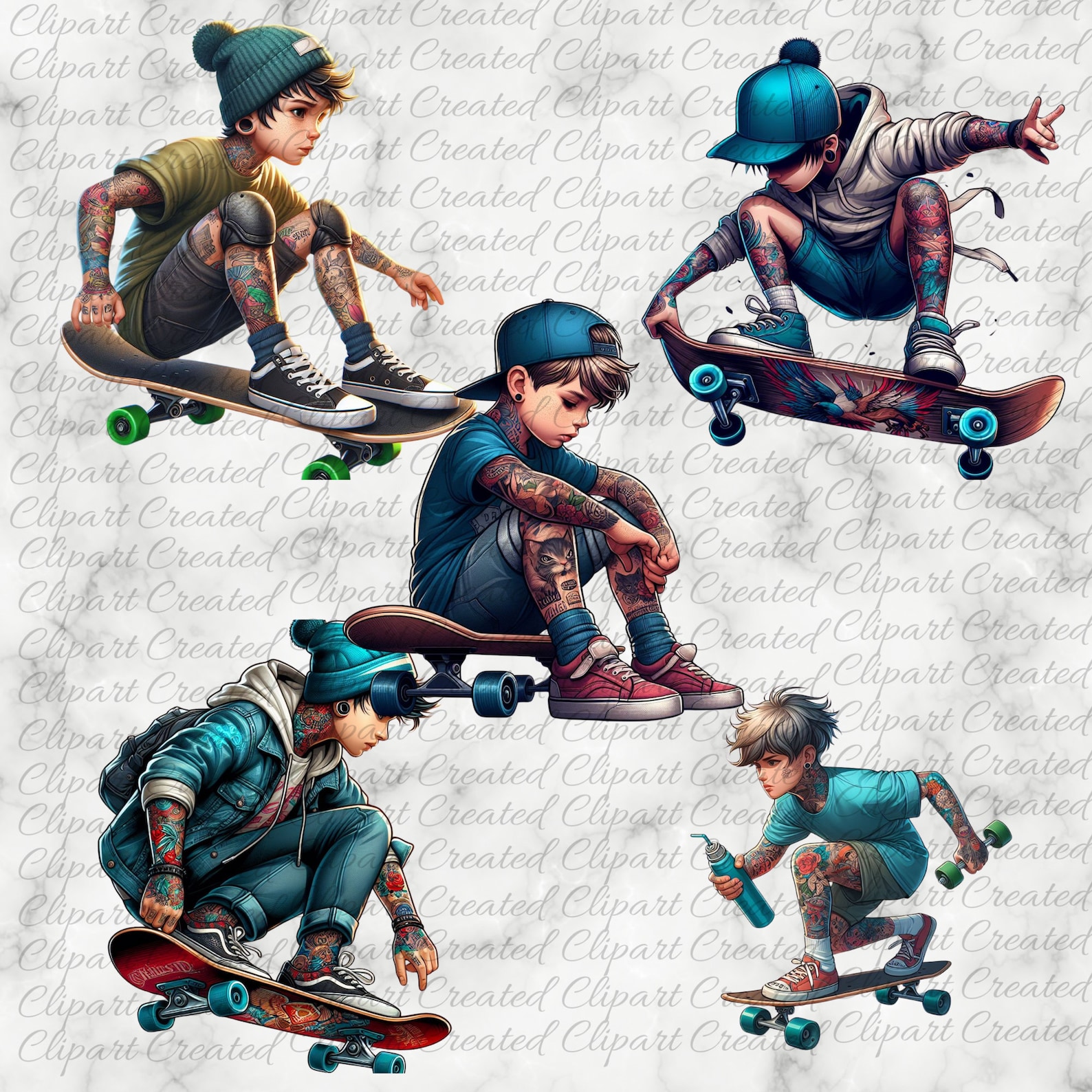 A Boy Riding His Skate Board, Clipart for Boys, Commercial Use Clip Art ...