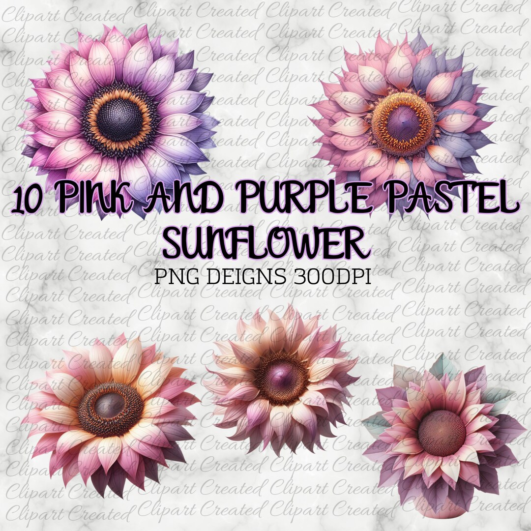Purple and Pink, Sunflowers and Butterflies, Commercial Use Clip Art ...