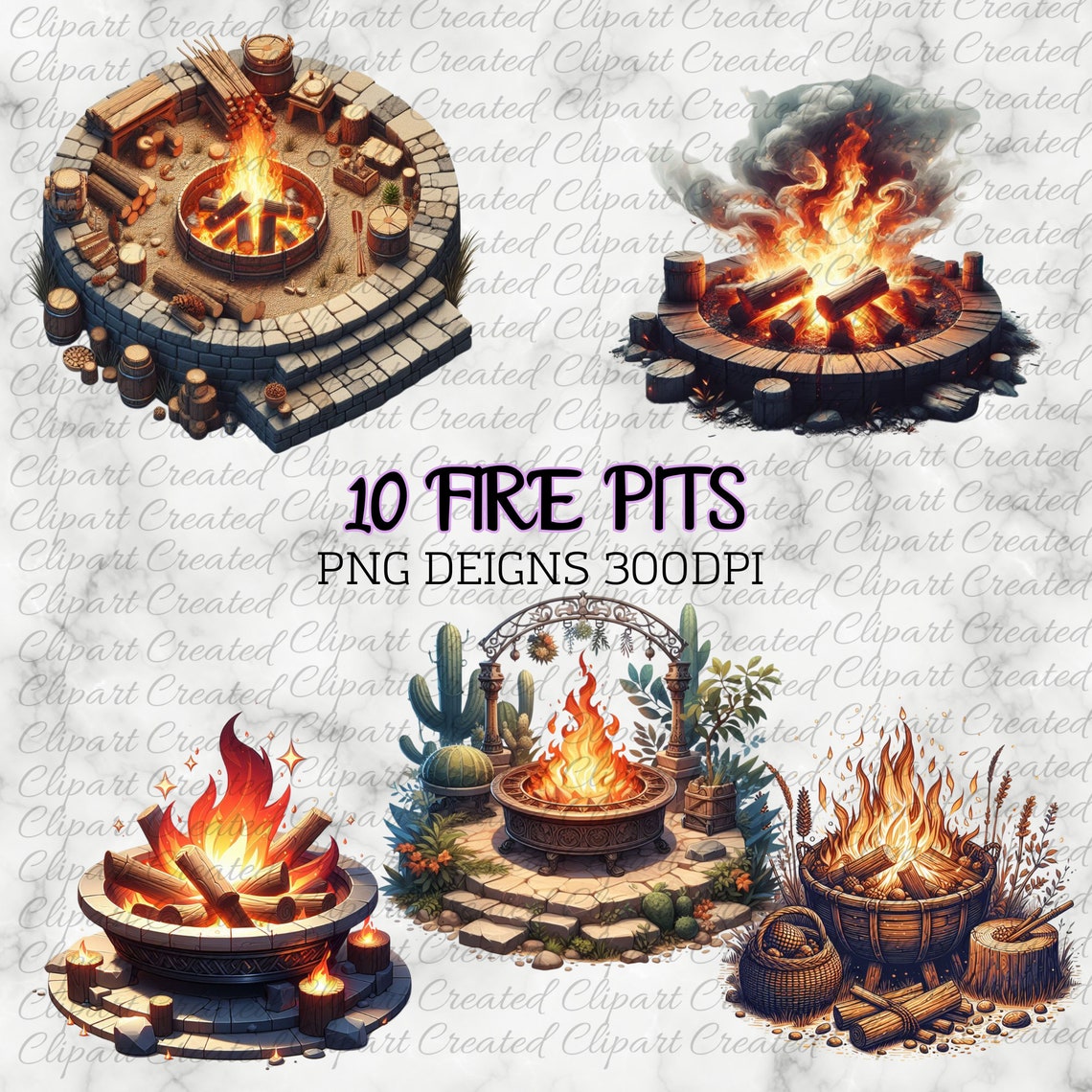 Fire Pit Clip Art, Art for Sublimation, Sunflower Clipart, Create Your ...