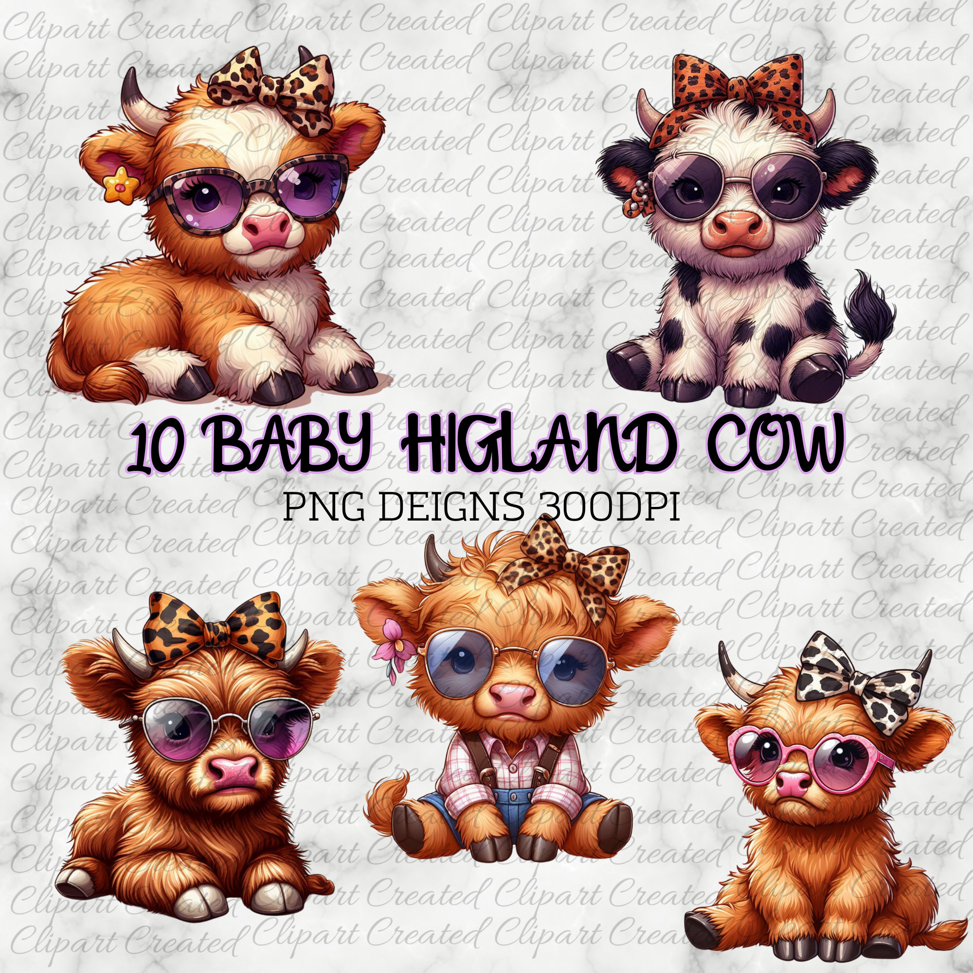 Highland Cow Clip Art, Cute Cows Clip Art, Commercial Use Clip Art ...