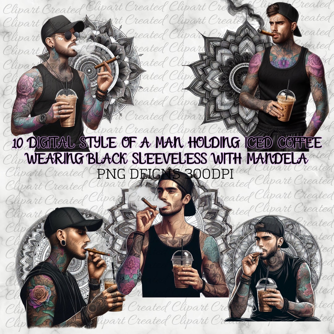 Man Drinking Coffee, Smoking, Pastel Colours, Commercial Use,, Create ...