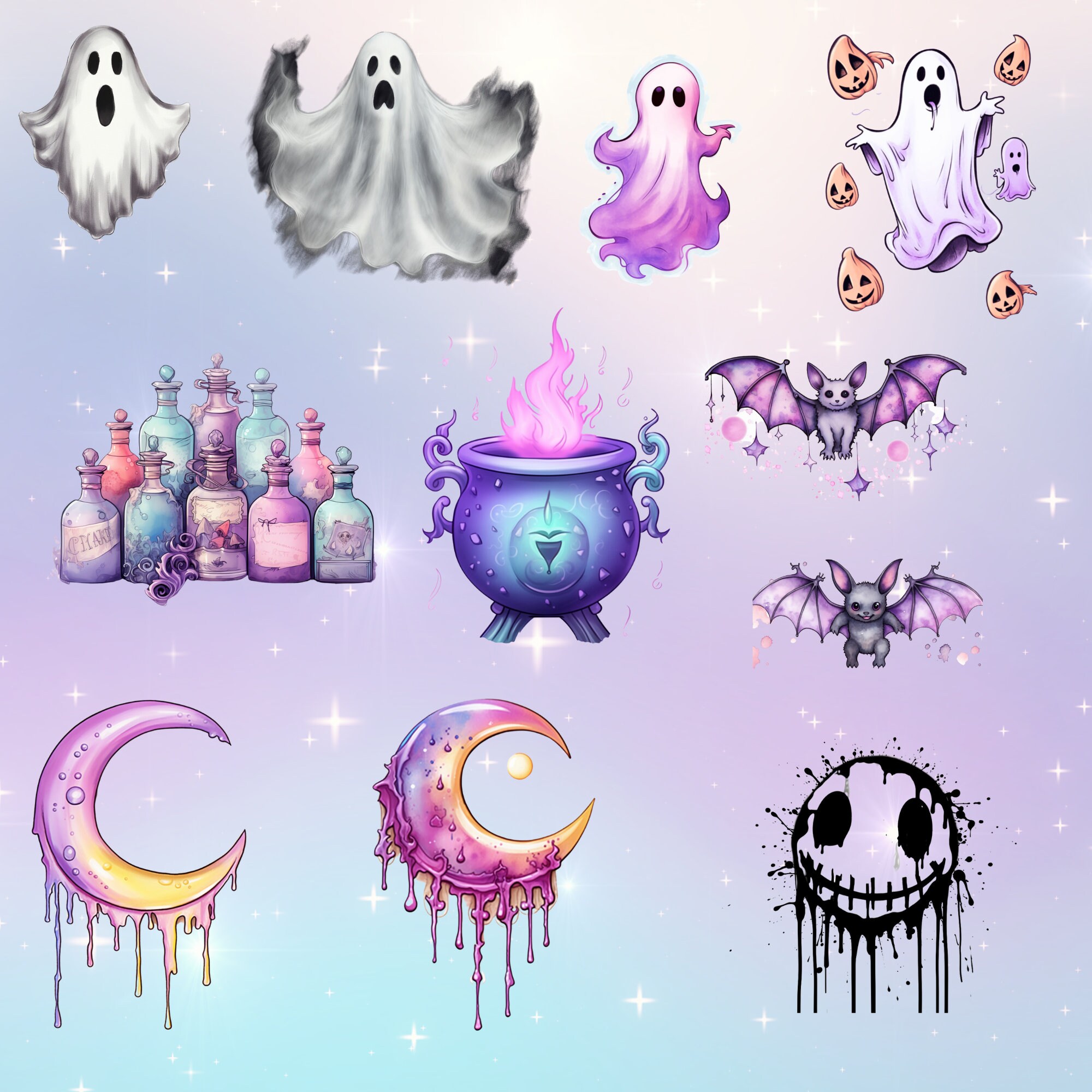 Pastel Witch Clip Art, Witch Clip Art Png, Commercial Use, PNG, 44 ...
