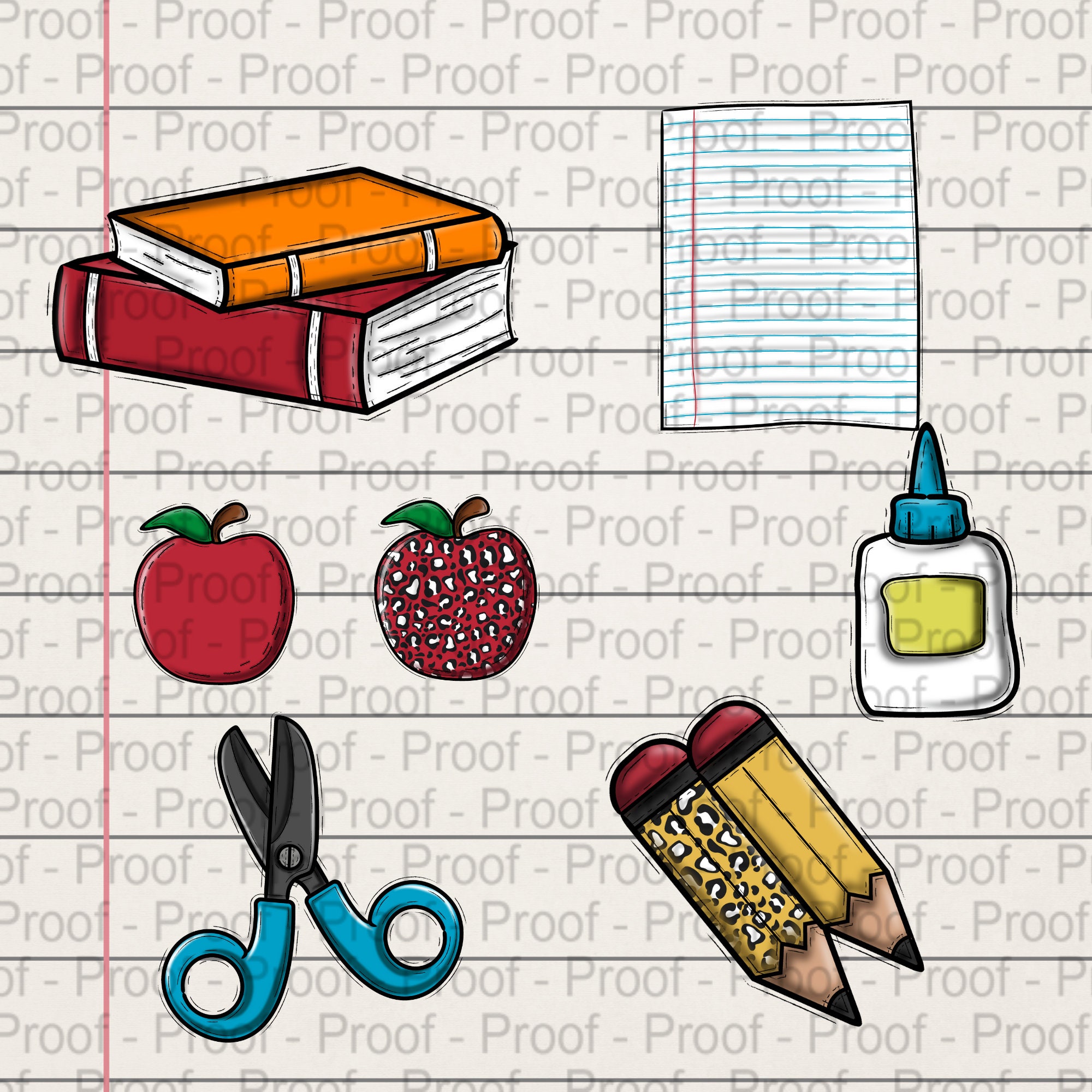 Hand Drawn School Clip Art PNG, Commercial Use, PNG, 10 Graphics, Hand ...