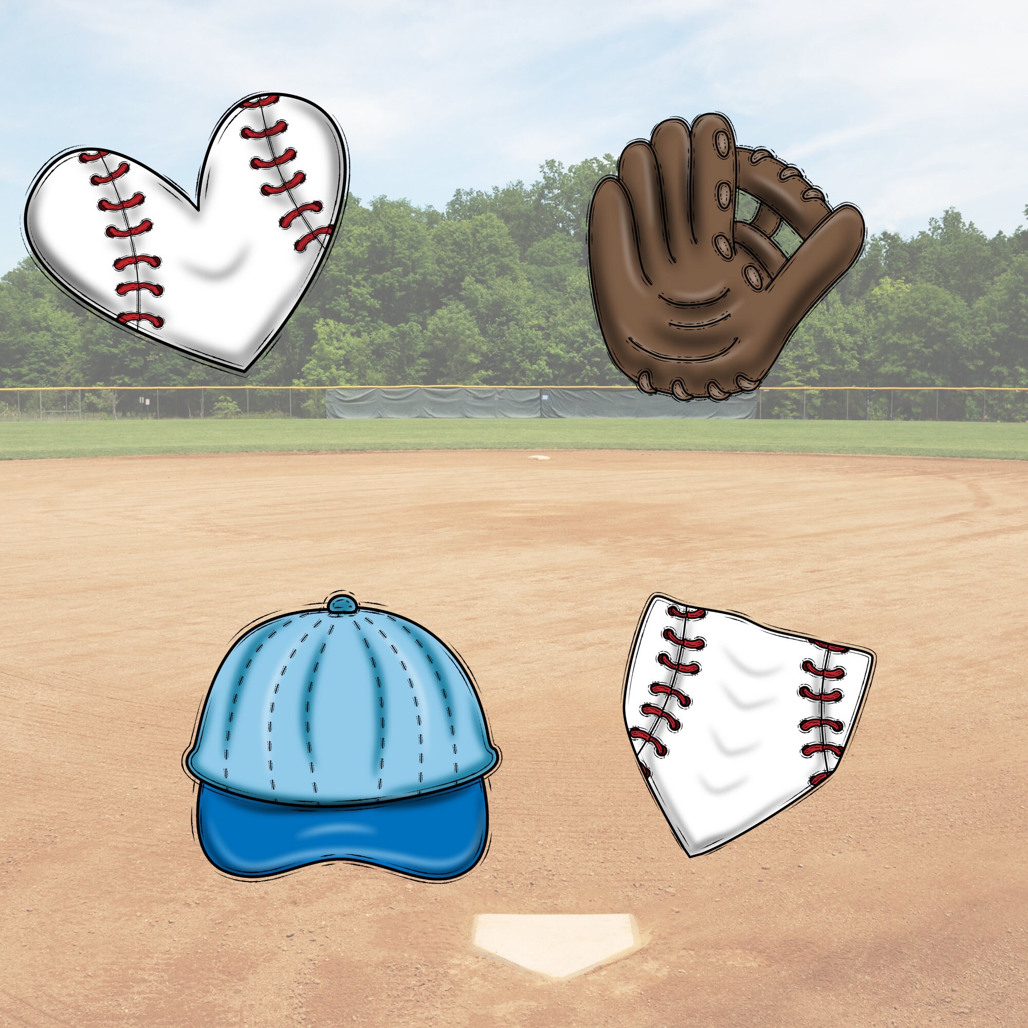 Baseball Hand Drawn Clip Art Png, Commercial Use, PNG, 10 Graphics ...
