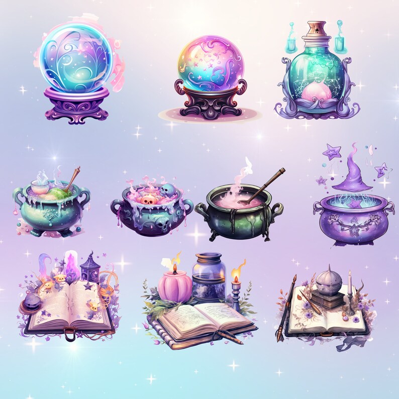 Pastel Witch Clip Art, Witch Clip Art Png, Commercial Use, PNG, 44 ...