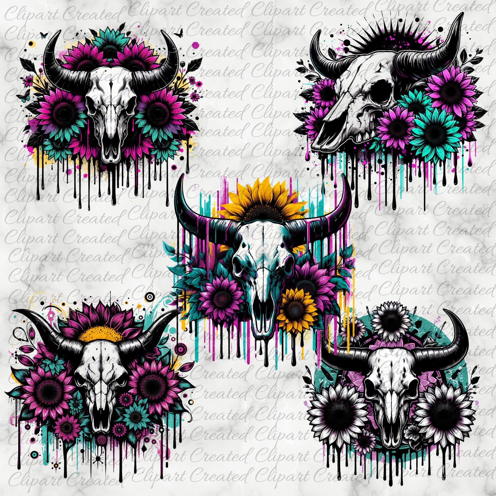 Cow Skull Clip Art, Western Clip Art, Commercial Clip Art, Skull With ...
