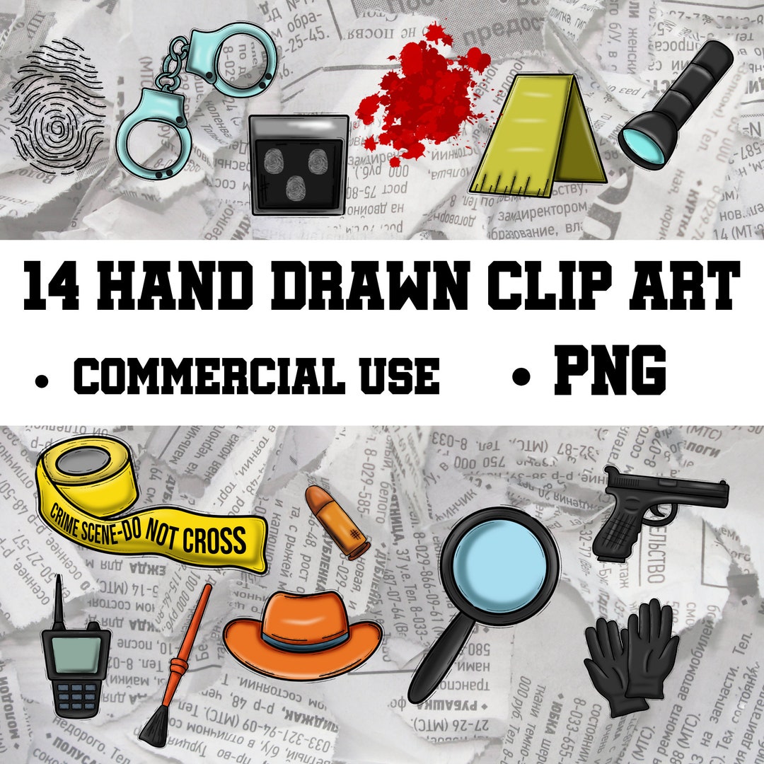 Hand Drawn Crime Scene Clip Art Png, Commercial Use, PNG, 14 Graphics ...
