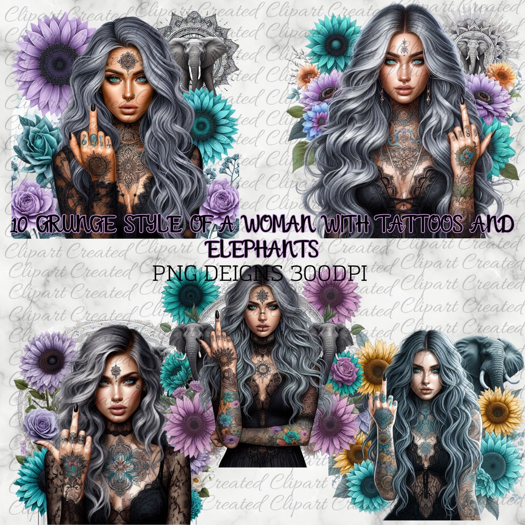 Girl With Elephant, Rude Finger, Black Singlet, Commercial Use,, Create ...