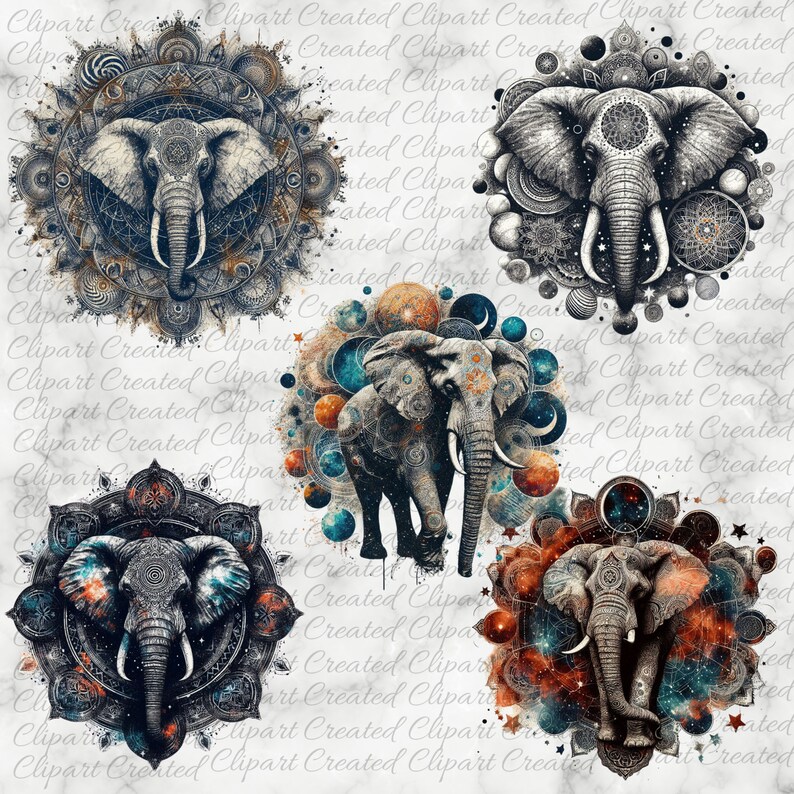 Celestial Elephant, Elephant With Mandela, Commercial Use Clip Art ...