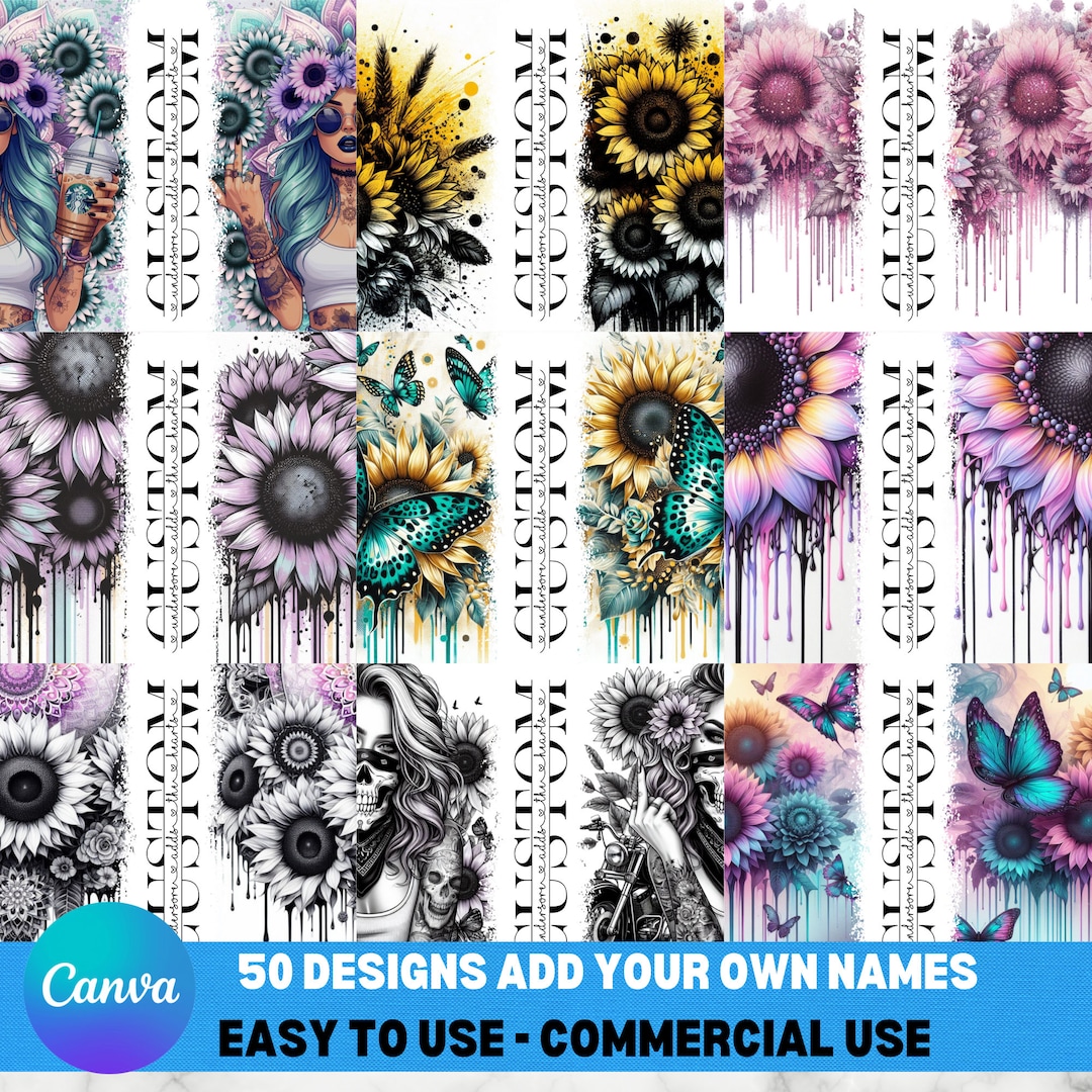 20oz Tumbler Template Canva ,add Your Own Names, Personalised Names ...