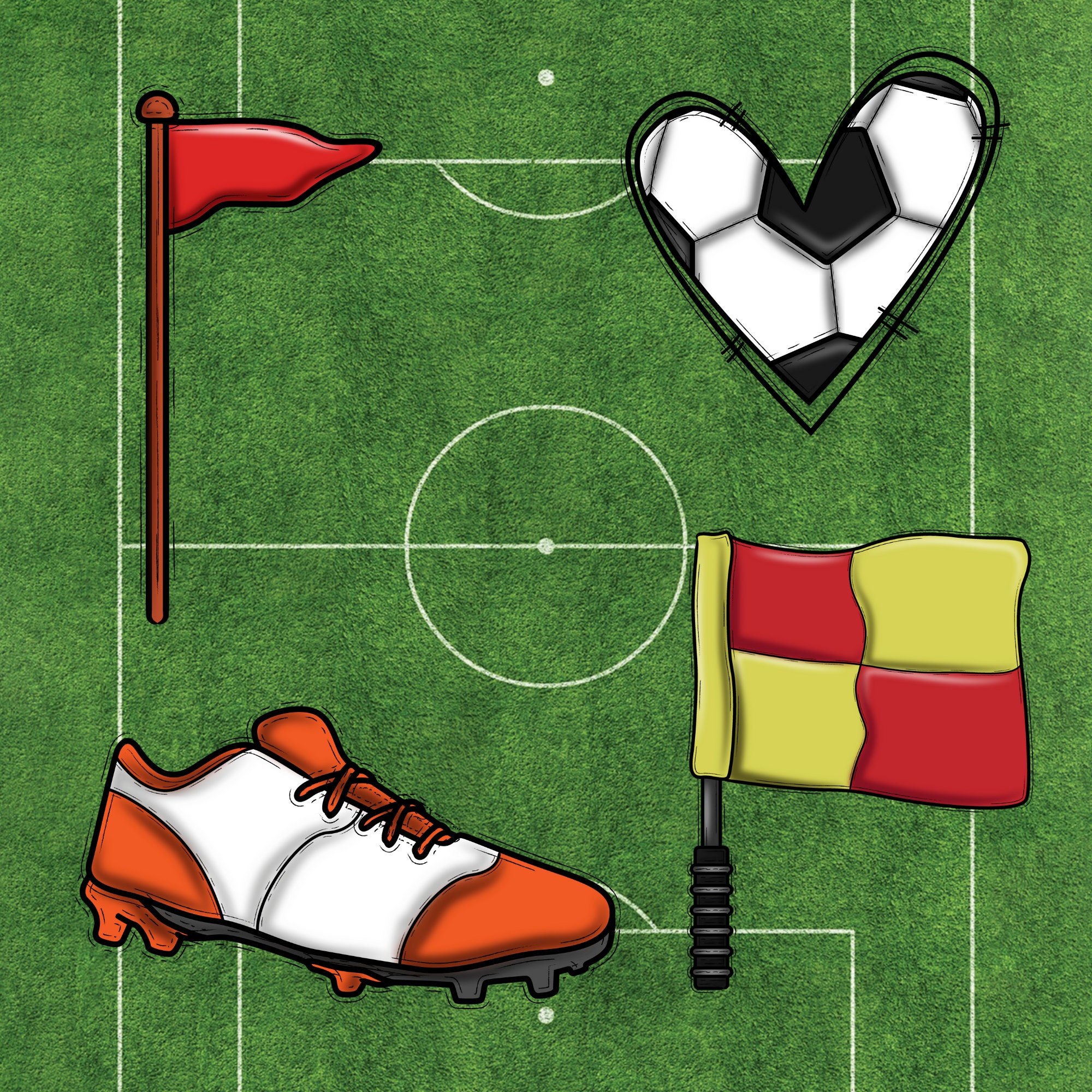 Soccer Hand Drawn Clip Art Png, Commercial Use, PNG, 10 Graphics, Hand ...