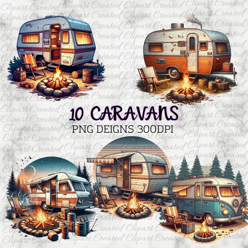 Caravan, Clipart Commercial Use, Create Your Own Designs, by the Fire ...