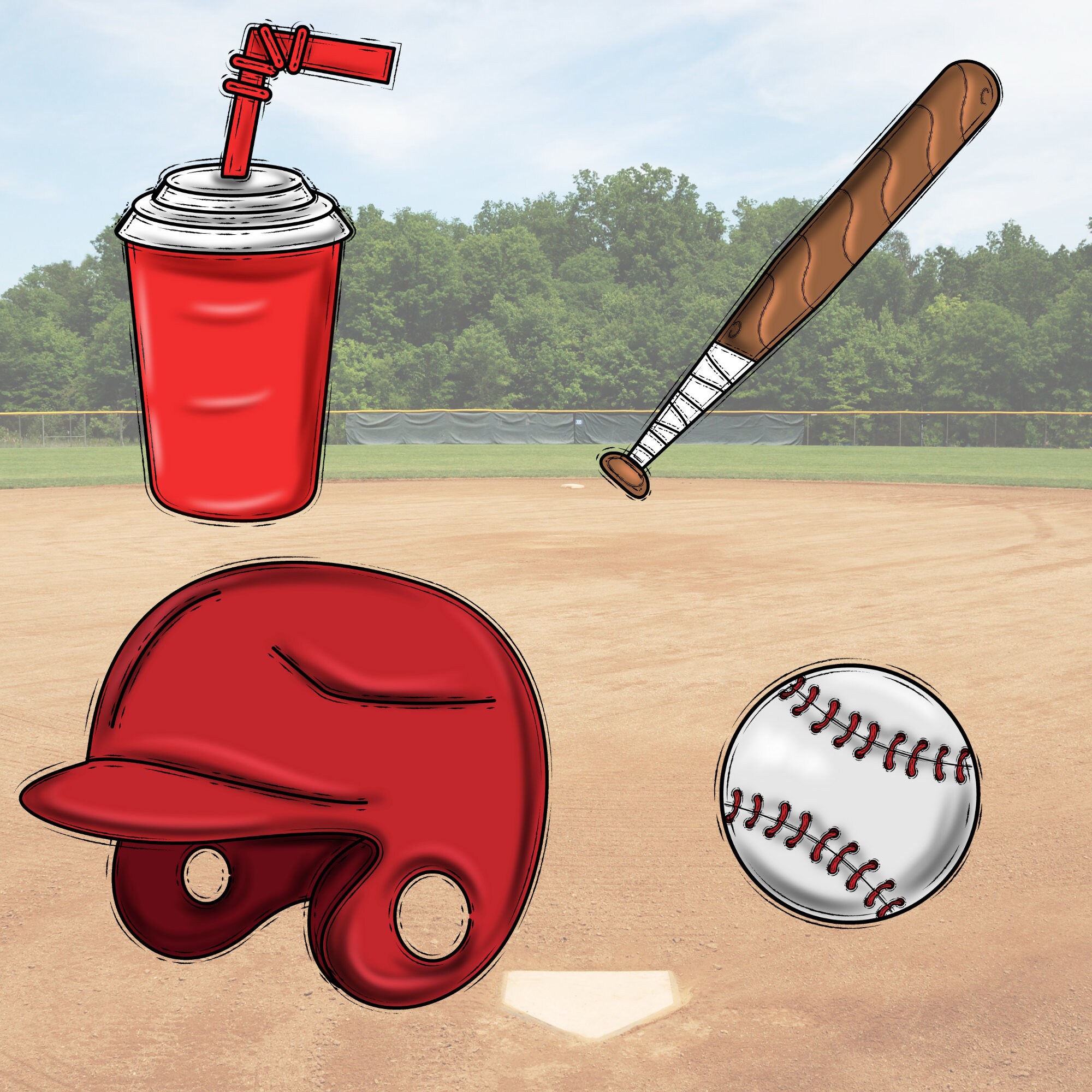 Baseball Hand Drawn Clip Art Png, Commercial Use, PNG, 10 Graphics ...