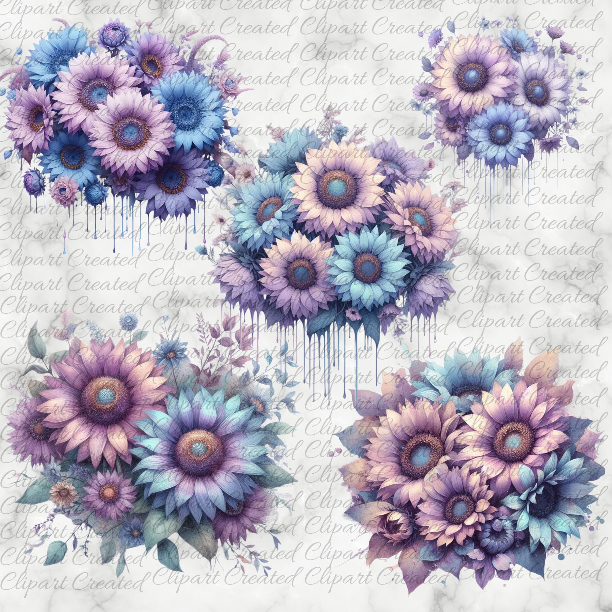 Pastel Sunflowers, Sunflower Clip Art, Commercial Use, Create Your Own ...