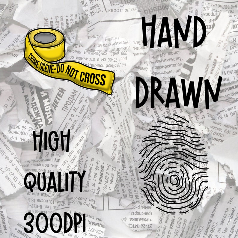 Hand Drawn Crime Scene Clip Art Png, Commercial Use, PNG, 14 Graphics ...