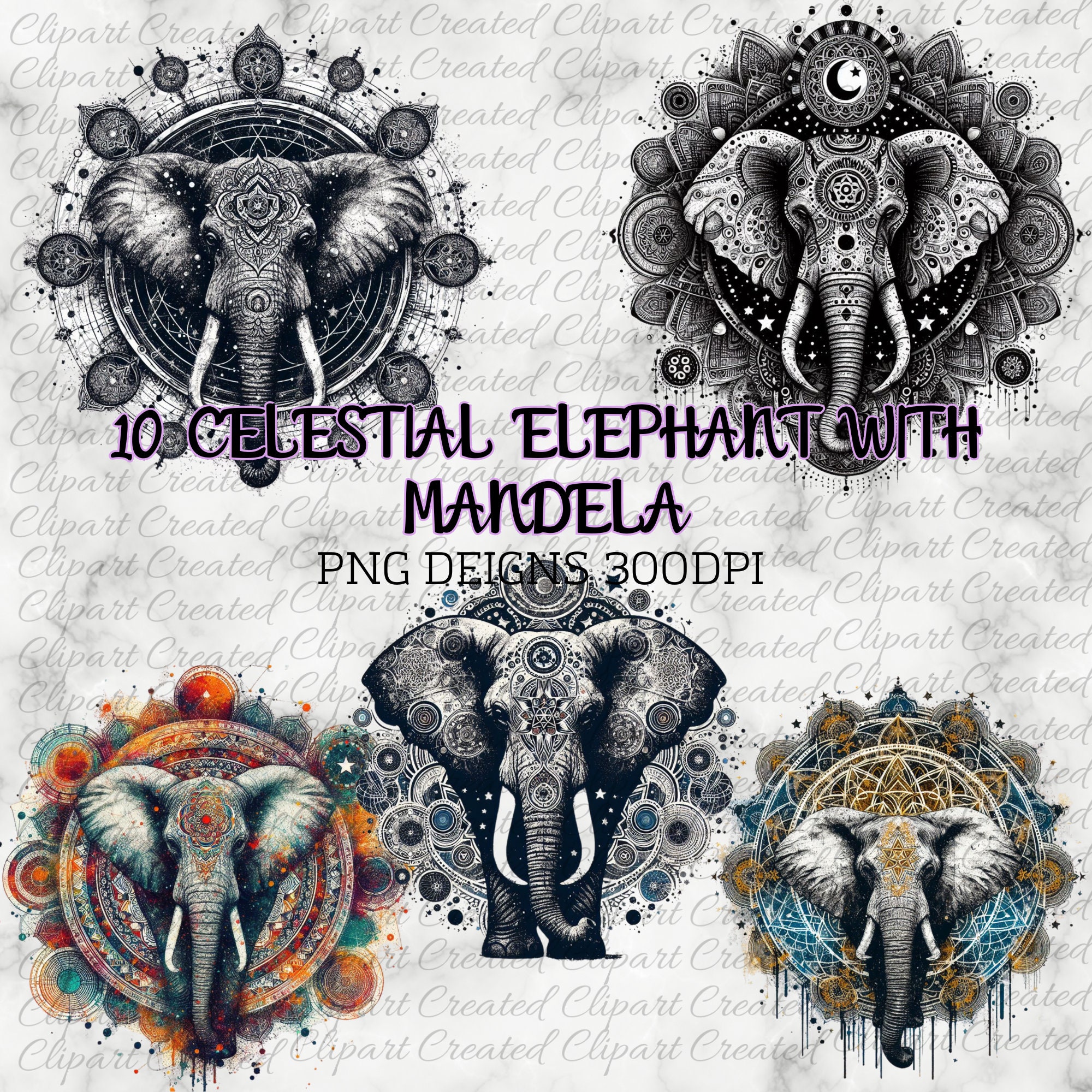 Celestial Elephant, Elephant With Mandela, Commercial Use Clip Art ...