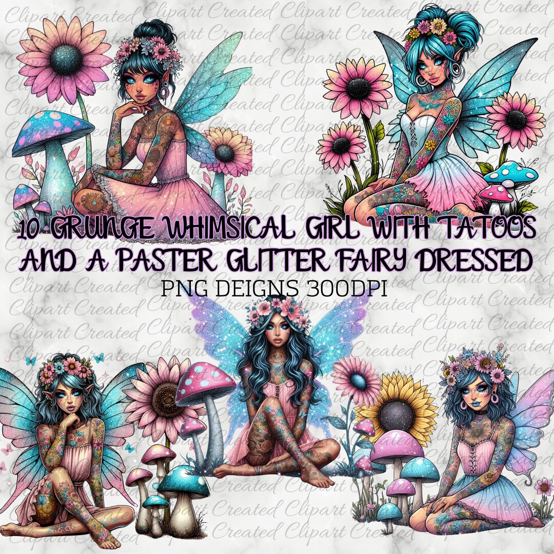 Fairy With Mushrooms, Mystical Clip Art, Commercial Use Clip Art ...