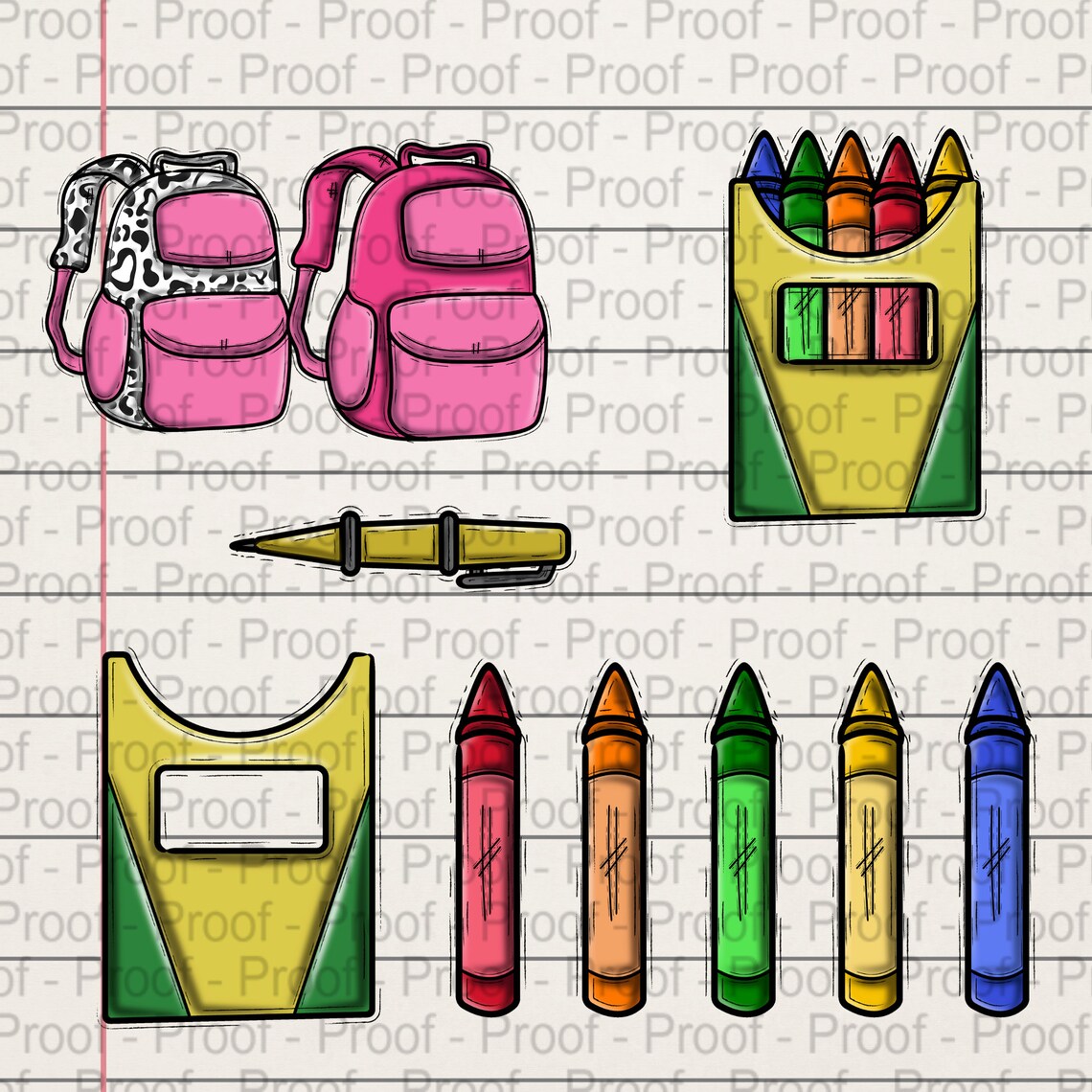 Hand Drawn School Clip Art PNG, Commercial Use, PNG, 10 Graphics, Hand ...