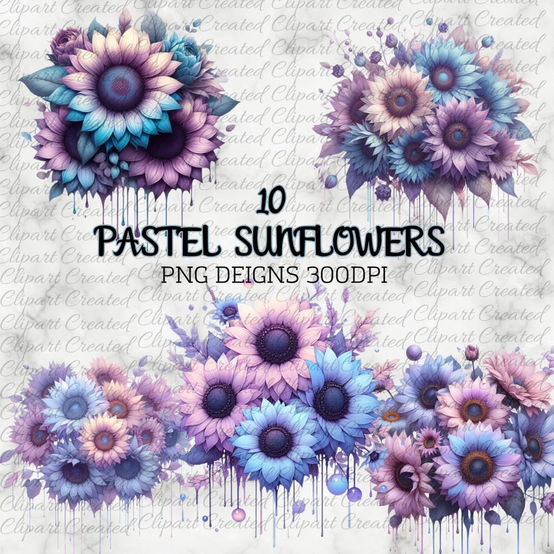 Pastel Sunflowers, Sunflower Clip Art, Commercial Use, Create Your Own ...